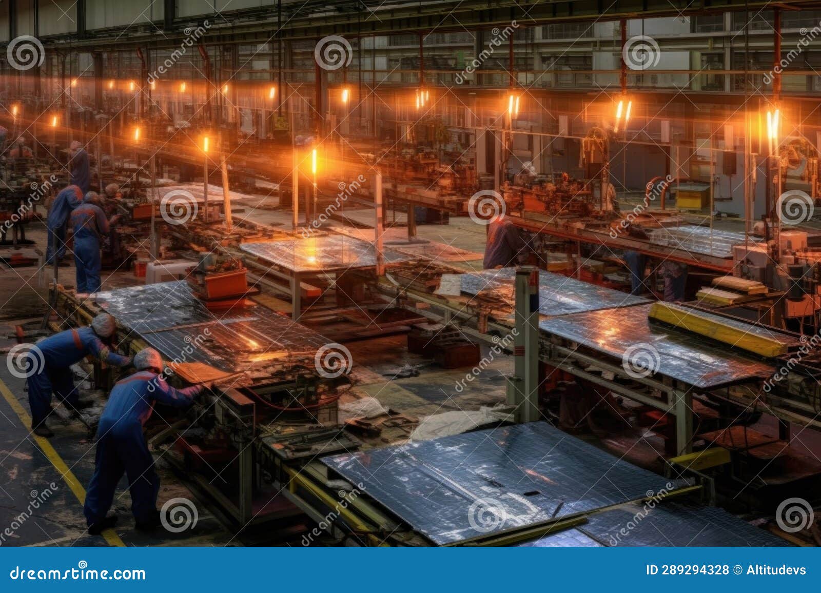 Solar Panel Assembly Line in a Factory Stock Photo - Image of workers ...