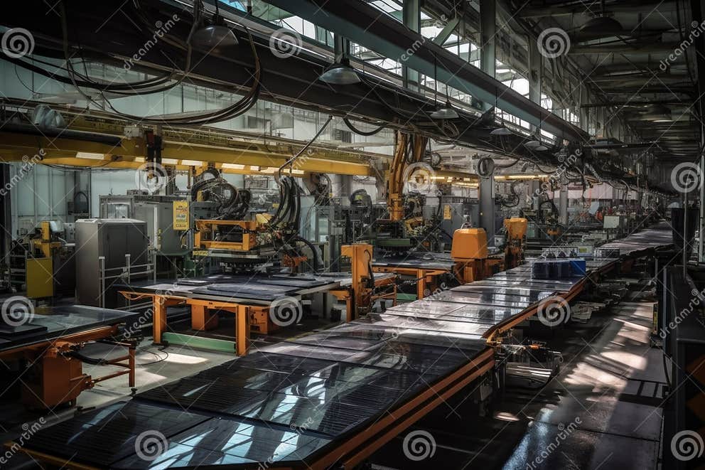 Solar Panel Assembly Line in a Factory Stock Image - Image of energy ...