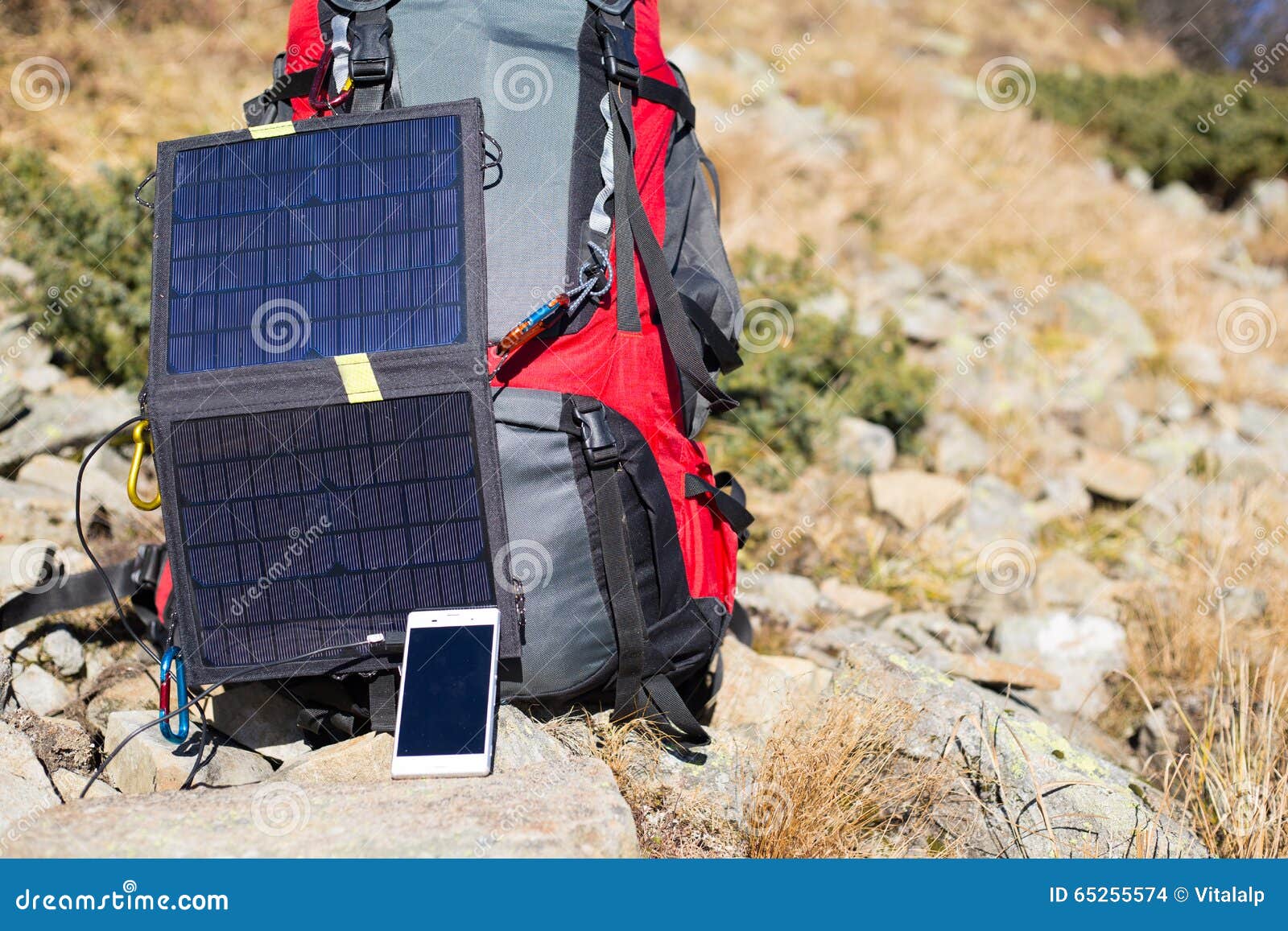 Solar panel. stock photo. Image of backpacking, extreme - 65255574