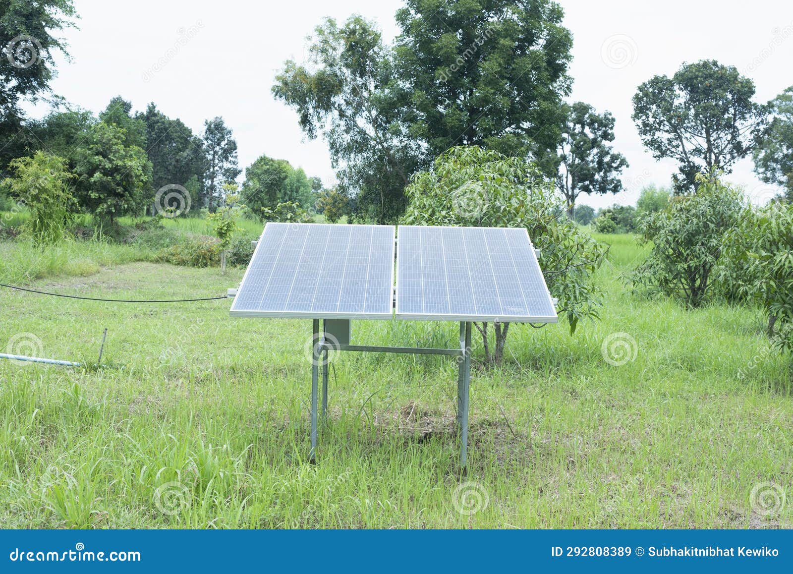 Solar Panel the Background is an Agricultural Rice Field Stock Image ...
