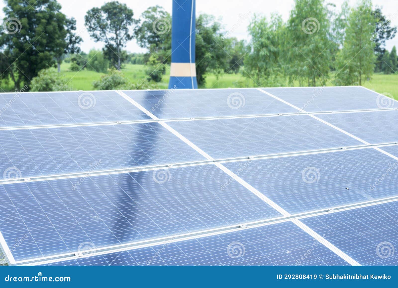 Solar Panel the Background is an Agricultural Rice Field Stock Image ...