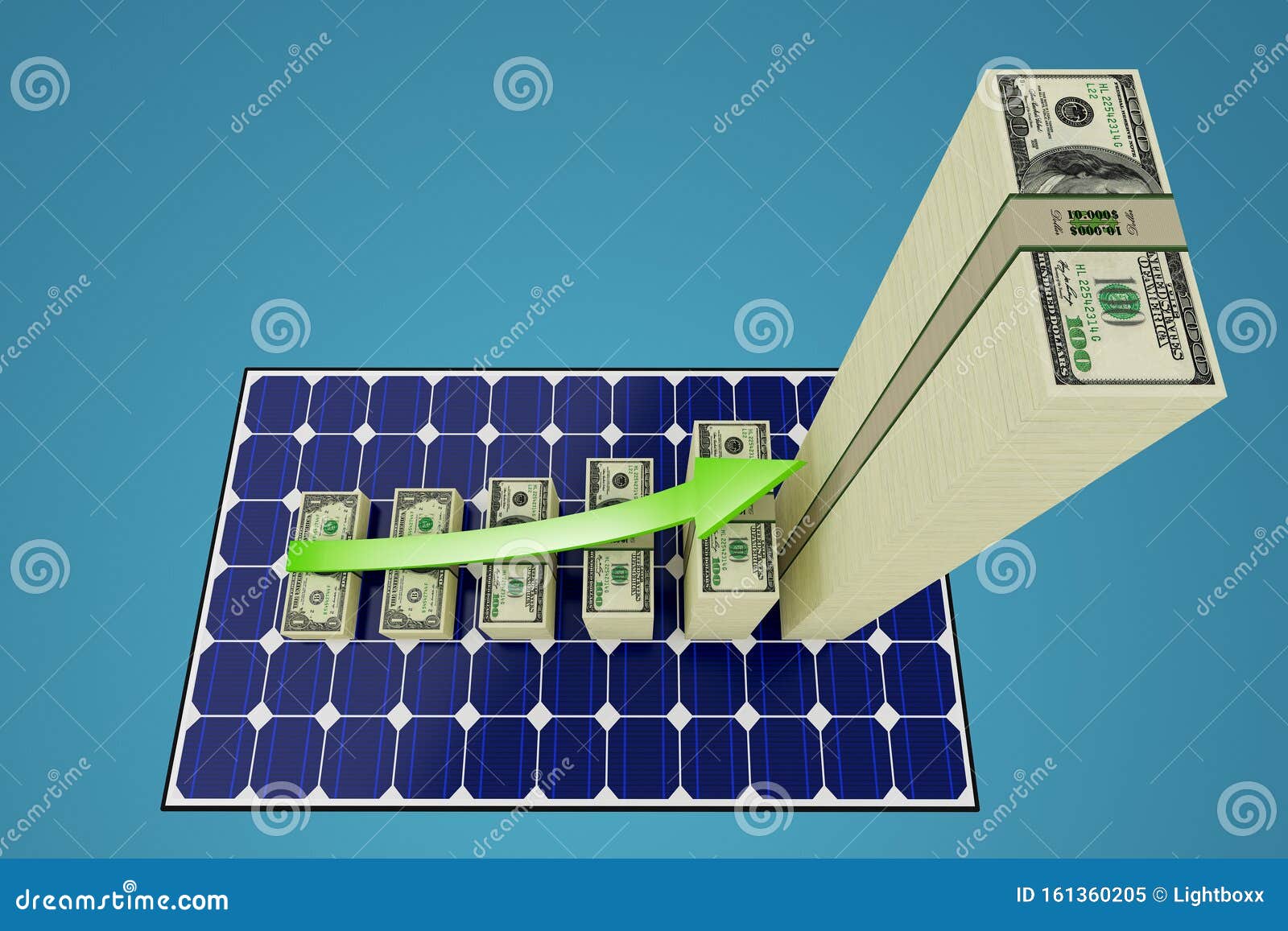 Solar Panel - Bar Graphs Made from Dollar Banknotes Showing Profit ...