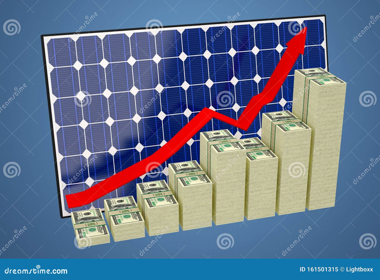 Solar Panel - Bar Graphs Made from Dollar Banknotes Showing Profit ...