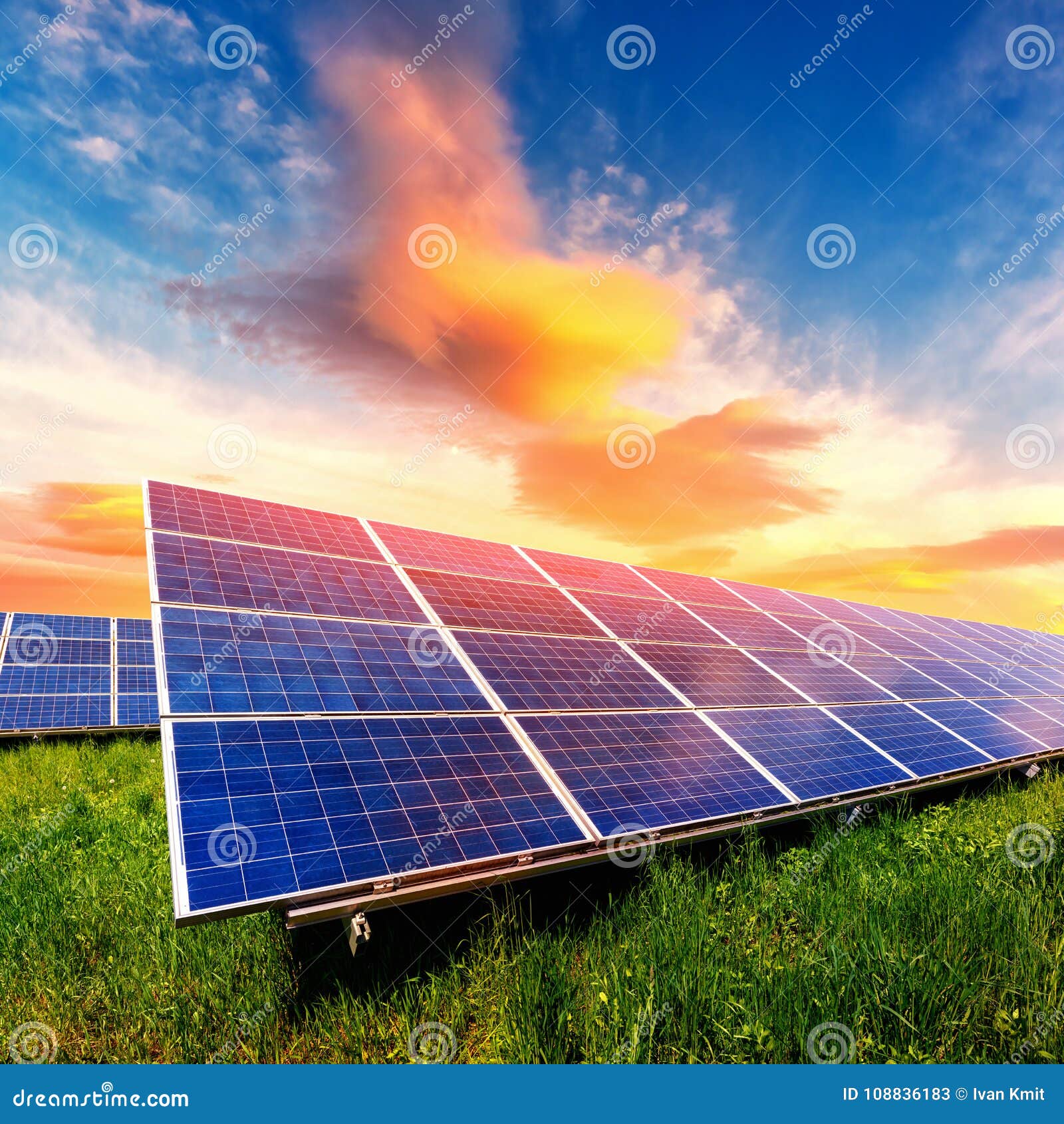 Solar Panel on Beautiful Orange Sundown Background Stock Image - Image ...