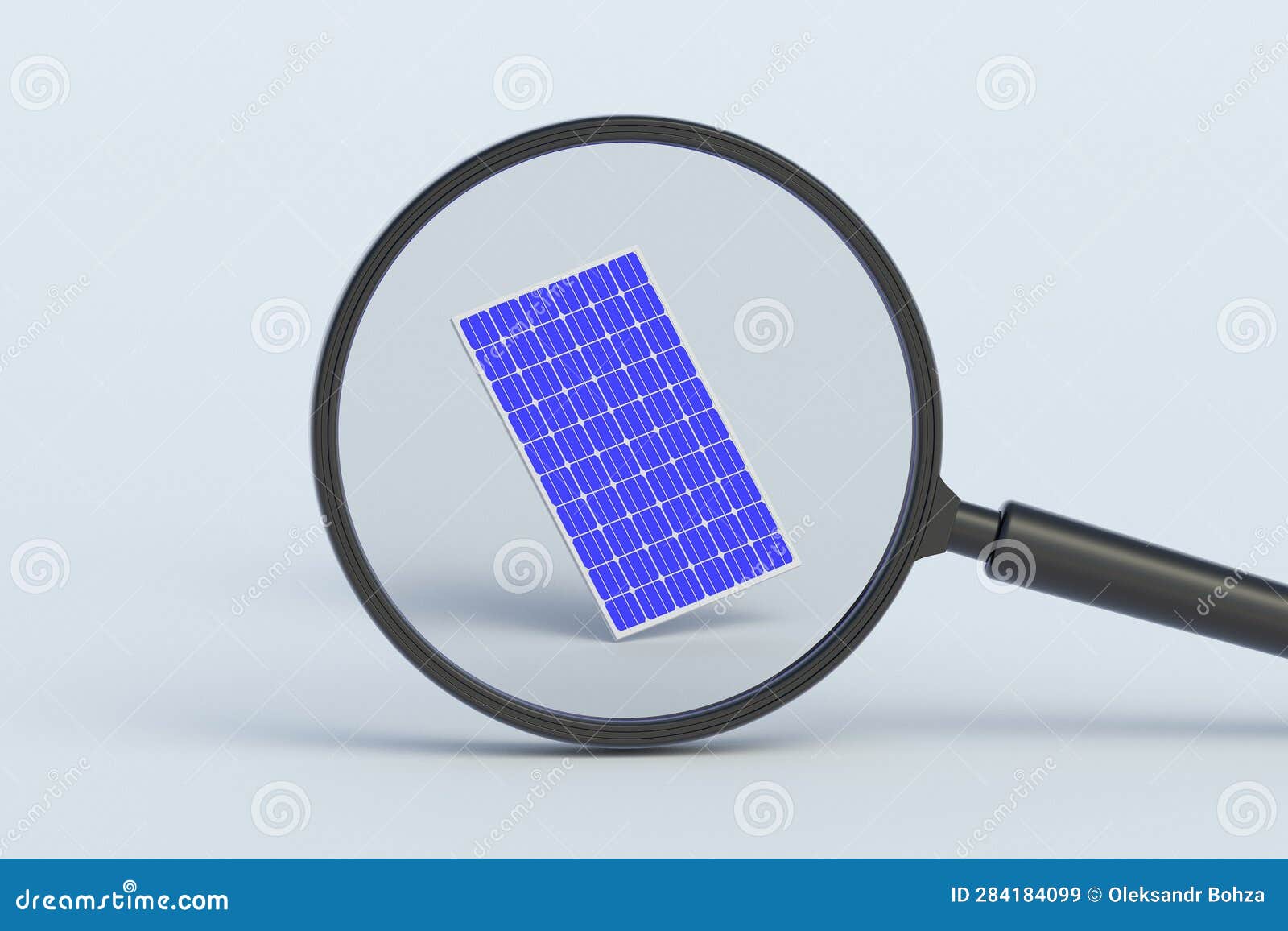 Solar Panel Behind Magnifying Glass Stock Illustration - Illustration ...