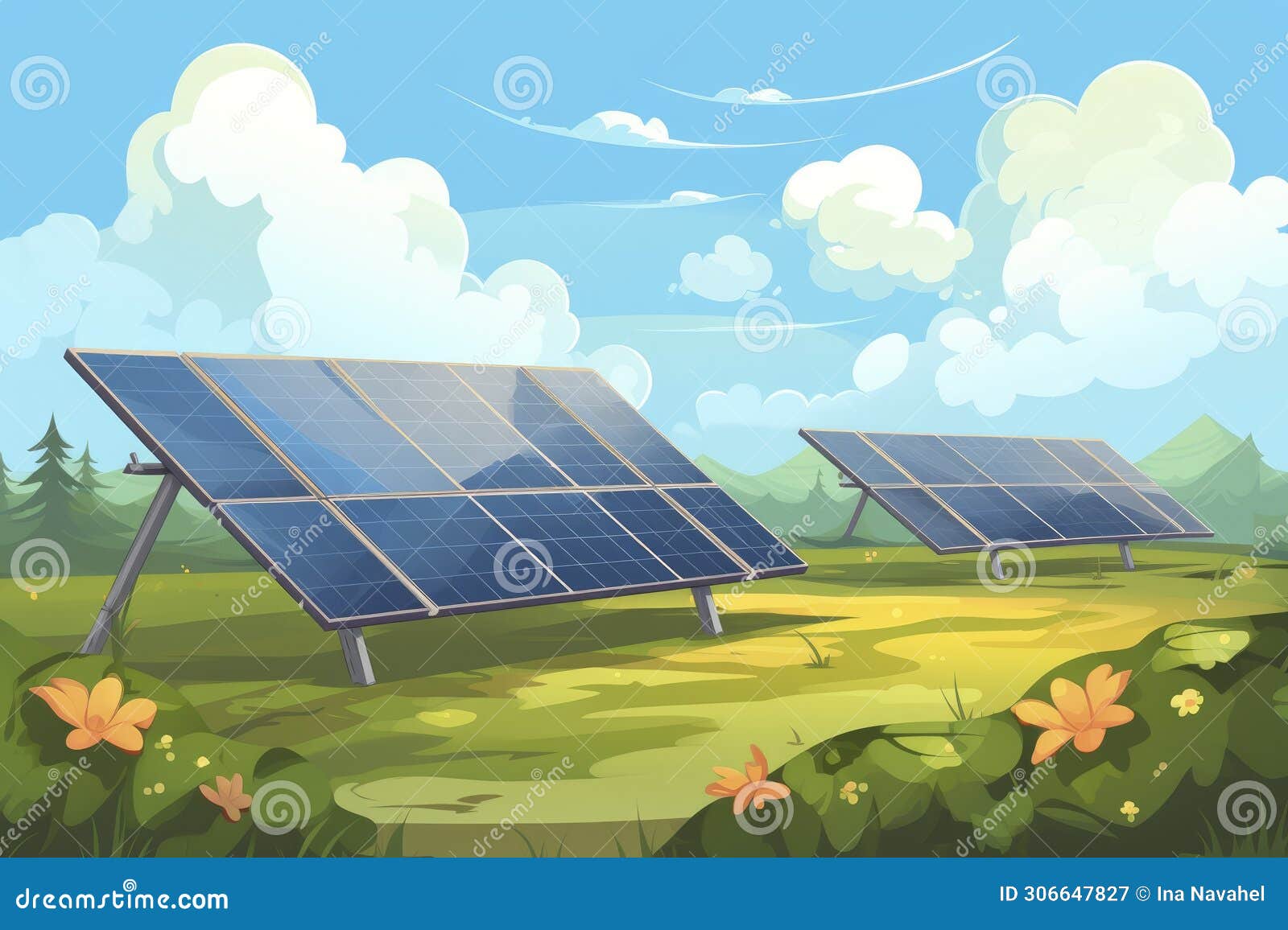 Solar Panel on Blue Sky Background. Panels Installed in Straight Long ...