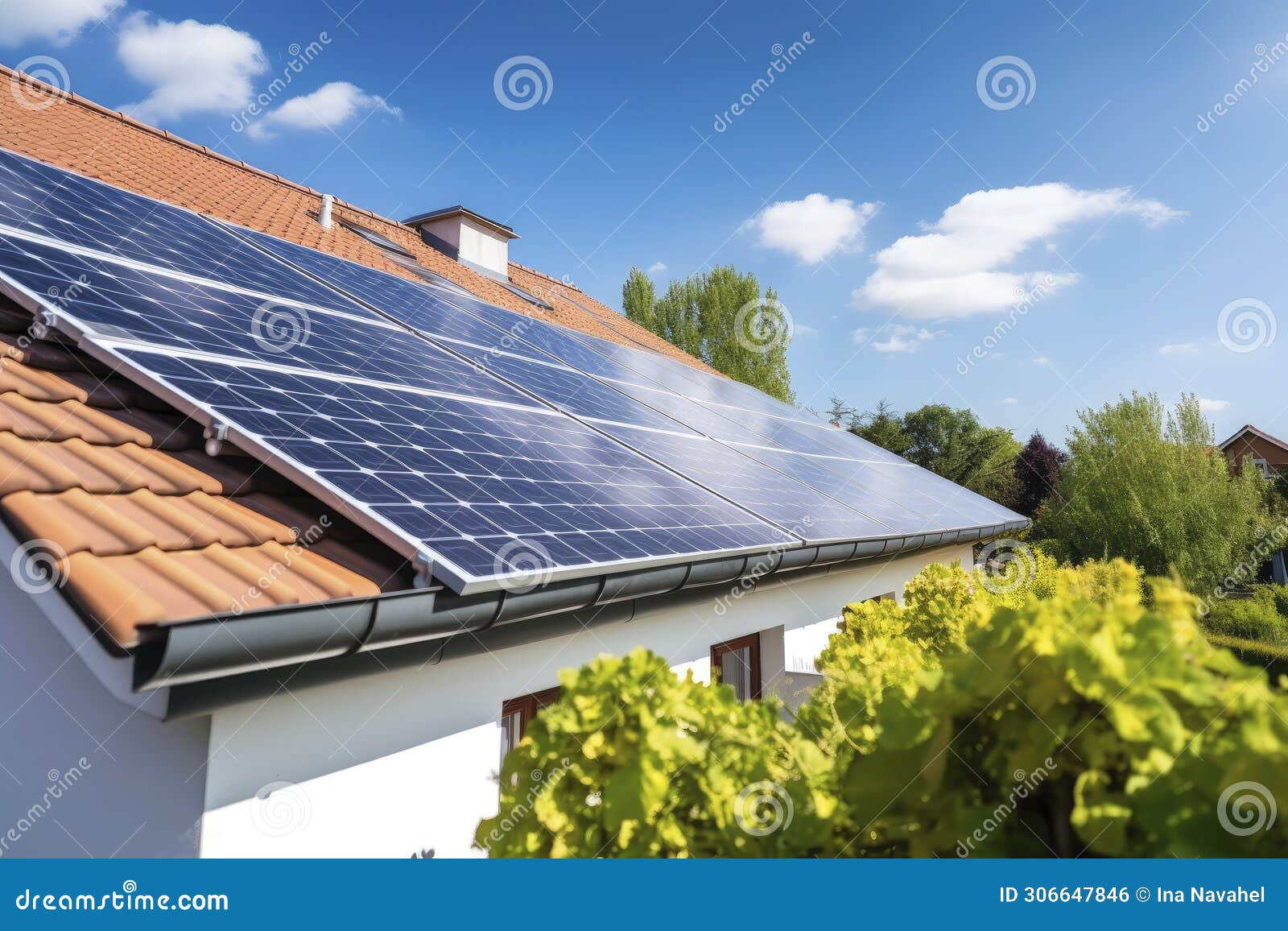 Solar Panel on Blue Sky Background. Panels Installed in Straight Long ...