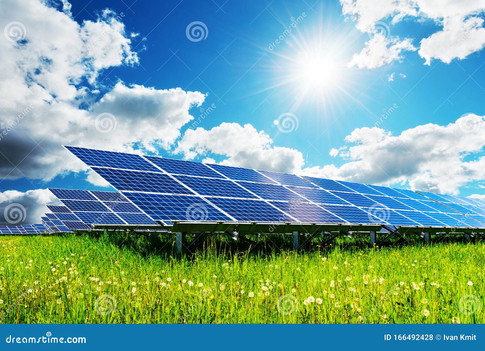 Solar Panel on Blue Sky Background Stock Photo - Image of nature ...