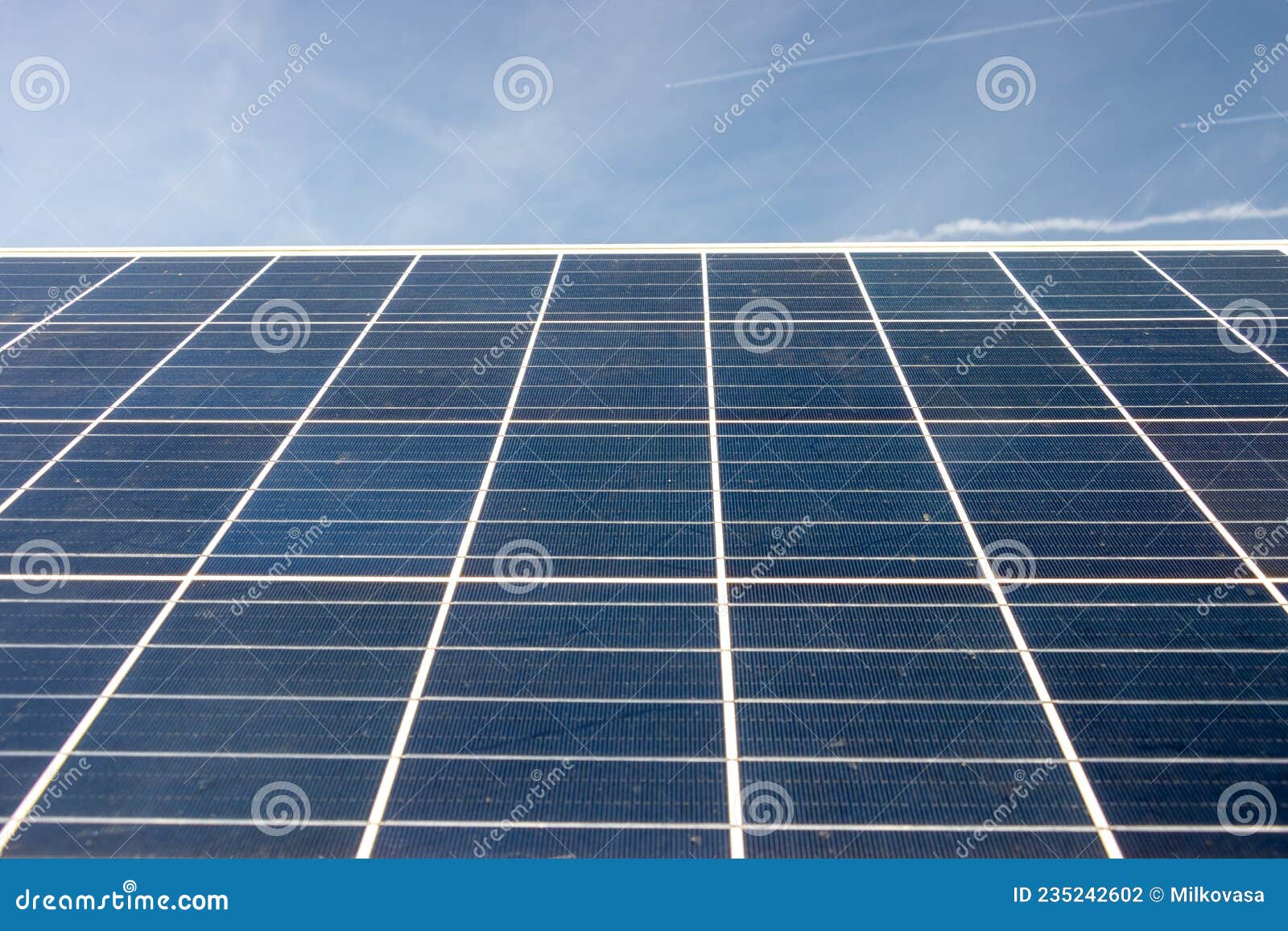 Solar Panel with Blue Sky, Close Up View Stock Photo - Image of sunny ...