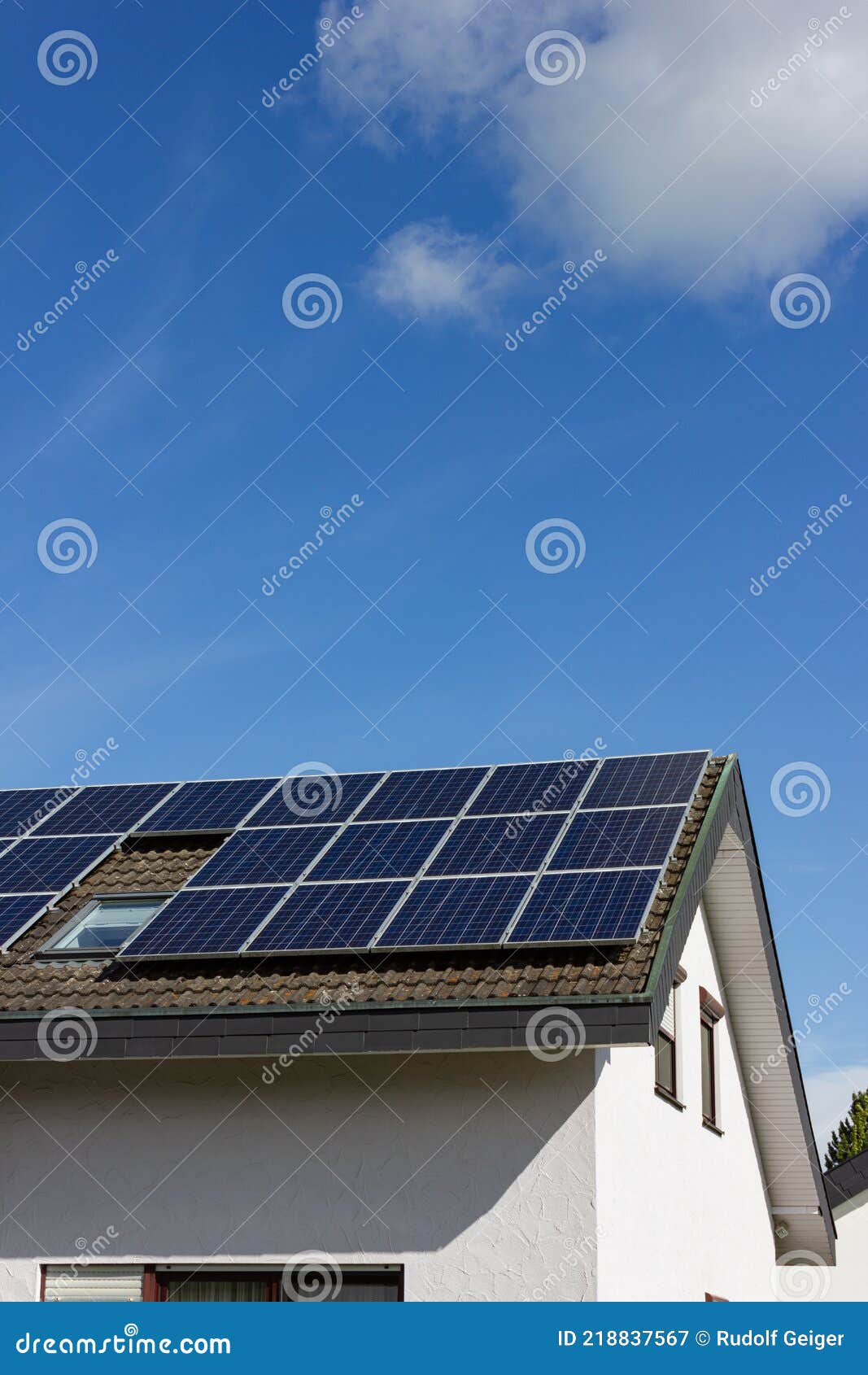 Solar panel at blue sky stock image. Image of roof, energy - 218837567
