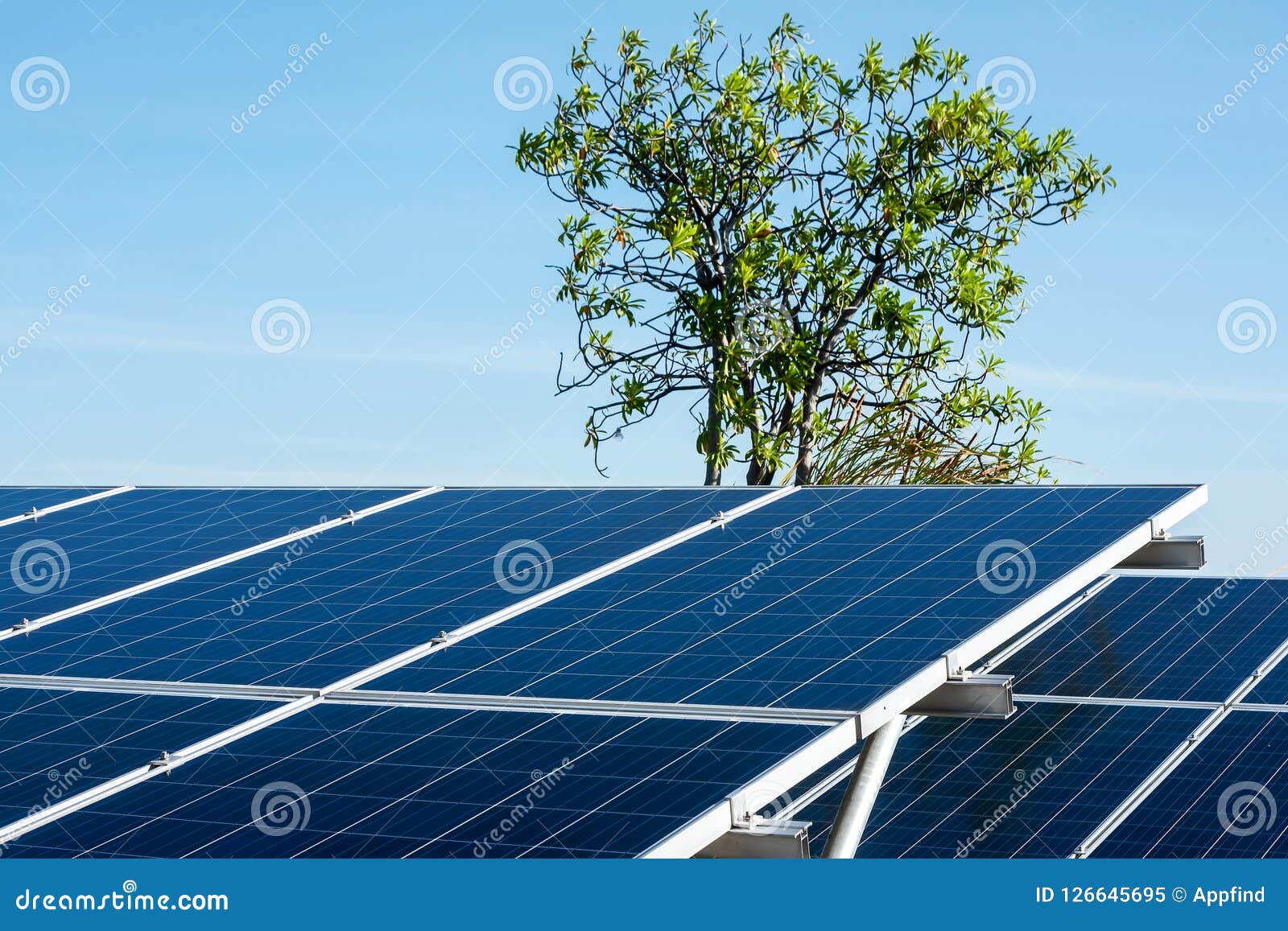 Solar panel on blue sky. stock image. Image of panels - 126645695