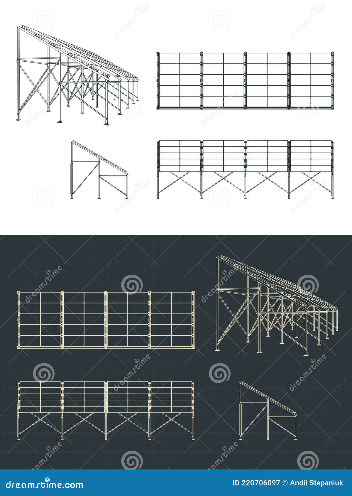 Solar panel blueprints stock vector. Illustration of station - 220706097