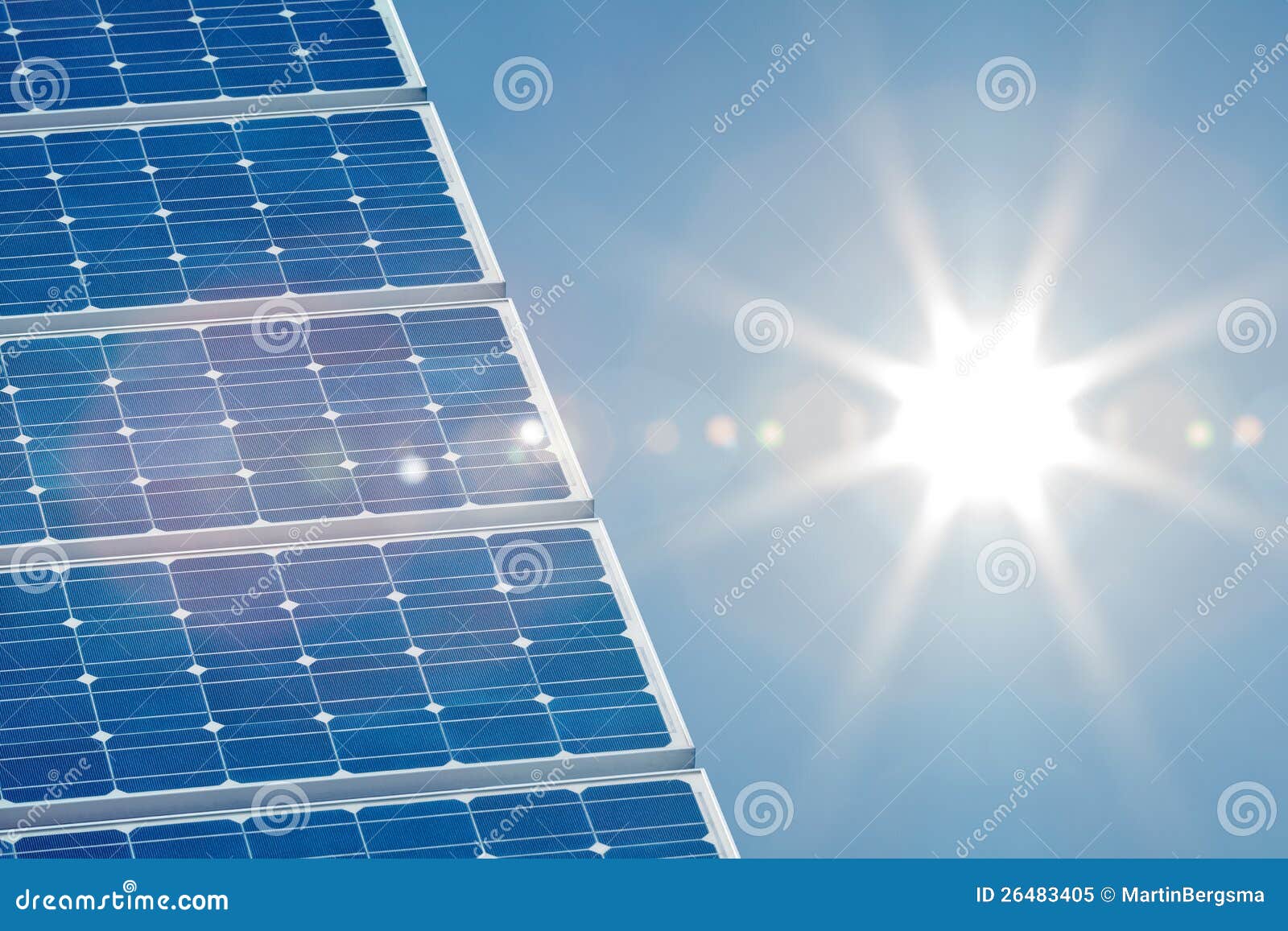 Solar Panel with a Bright Sun on the Right Side Stock Image - Image of ...