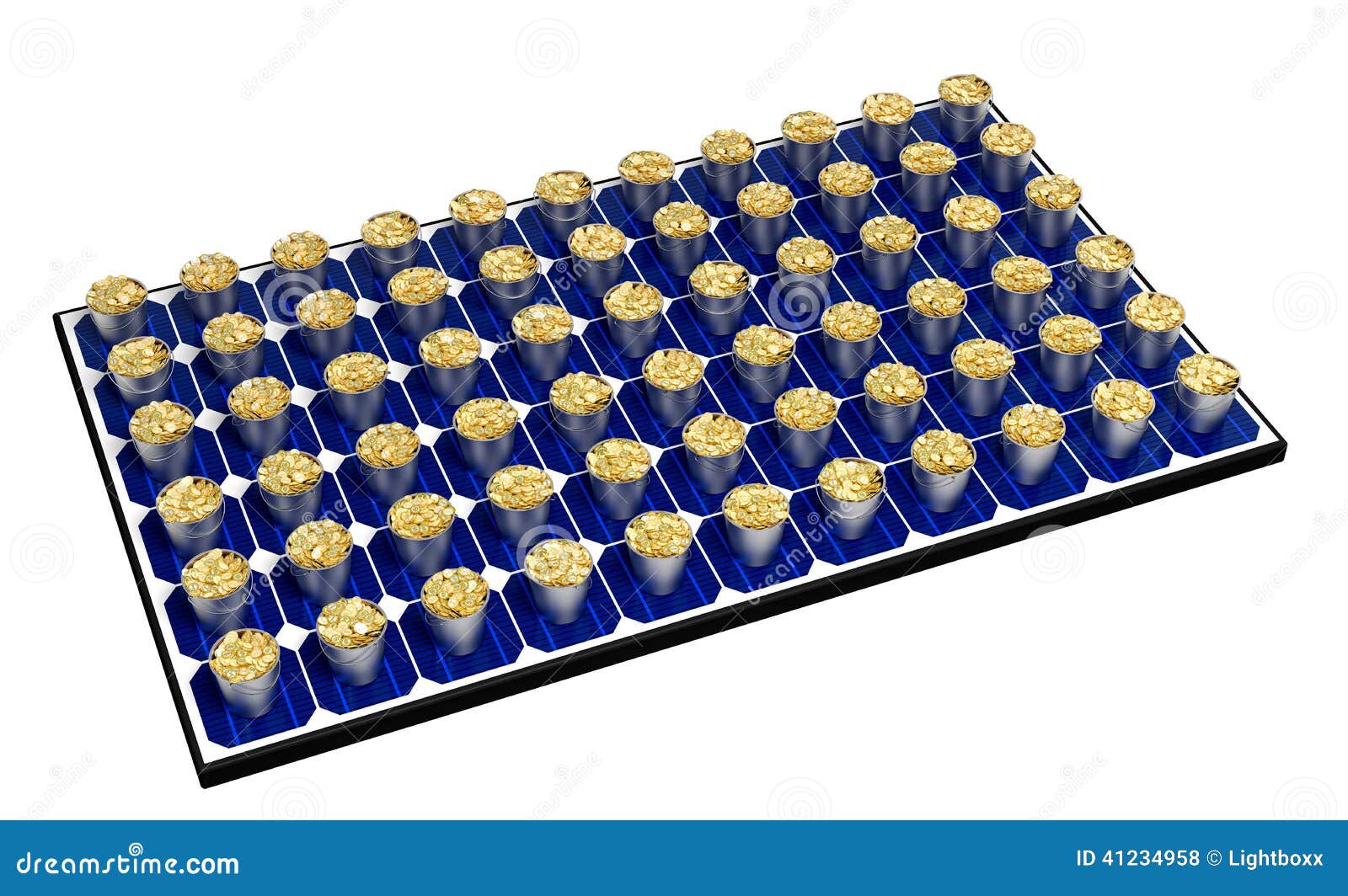 Solar Panel with Buckets Full of Coins Stock Photo - Image of coin ...