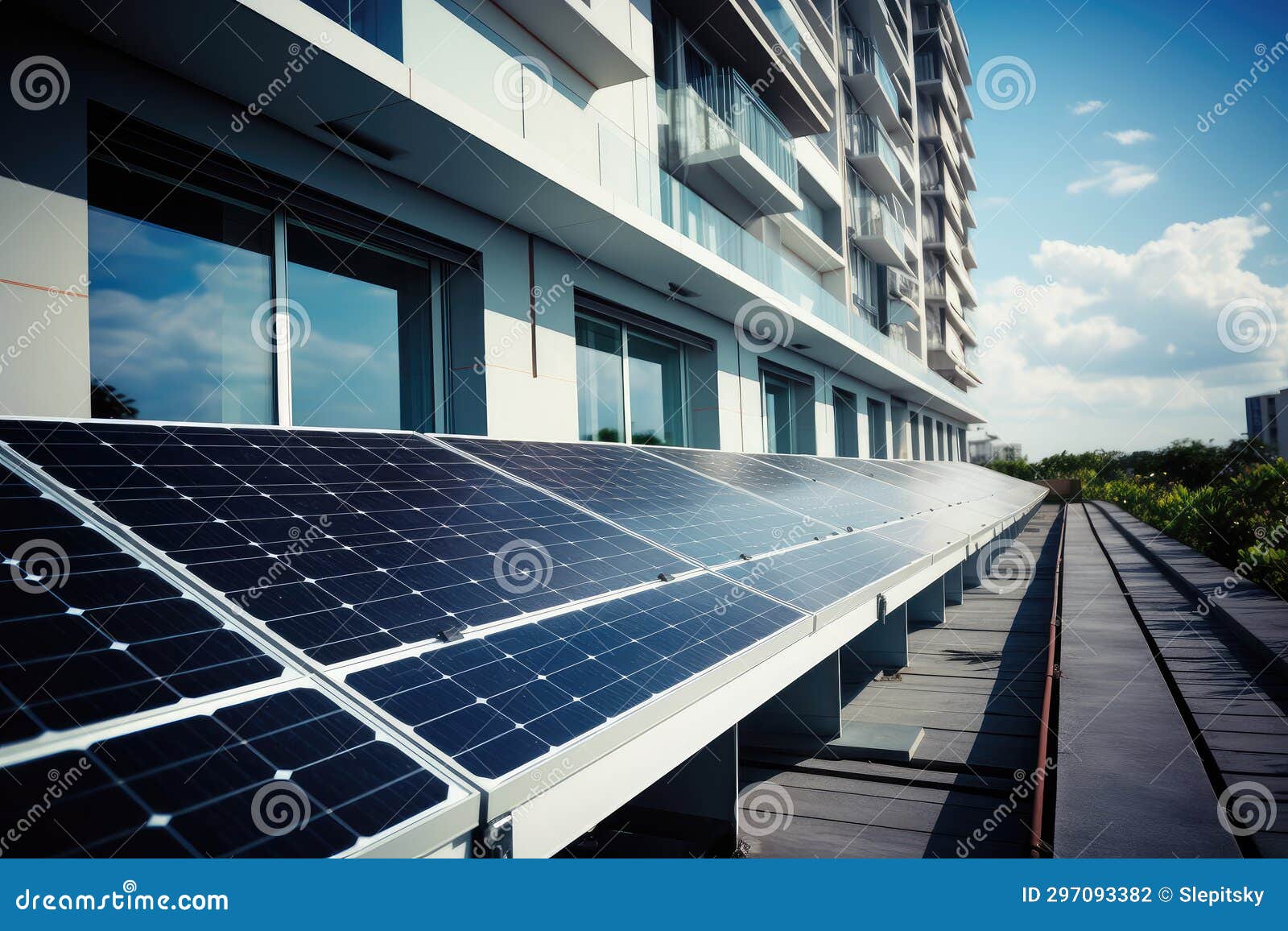 Solar Panel on Building Facade Stock Photo - Image of green ...