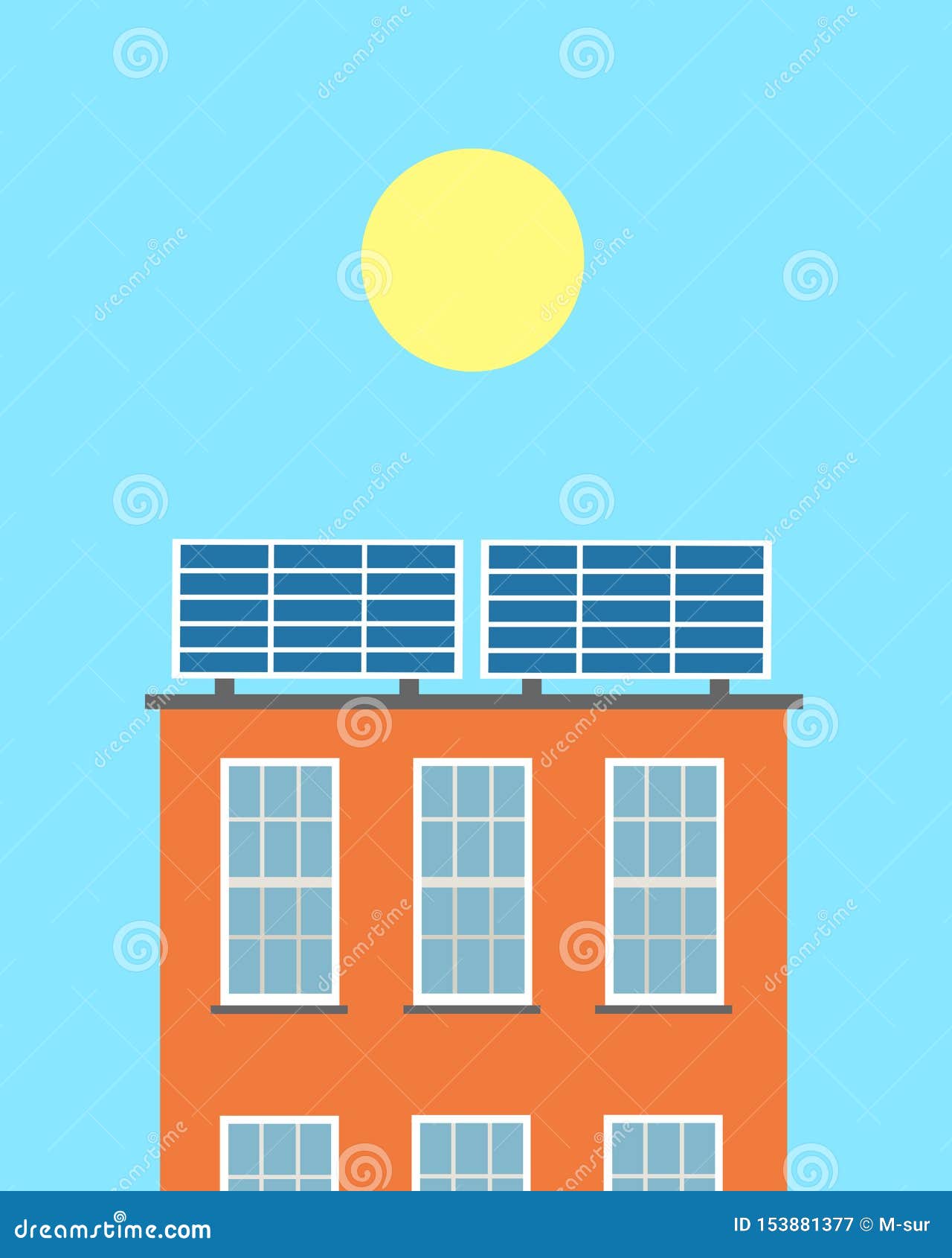Solar Panel on the Building Rooftop Stock Vector - Illustration of ...