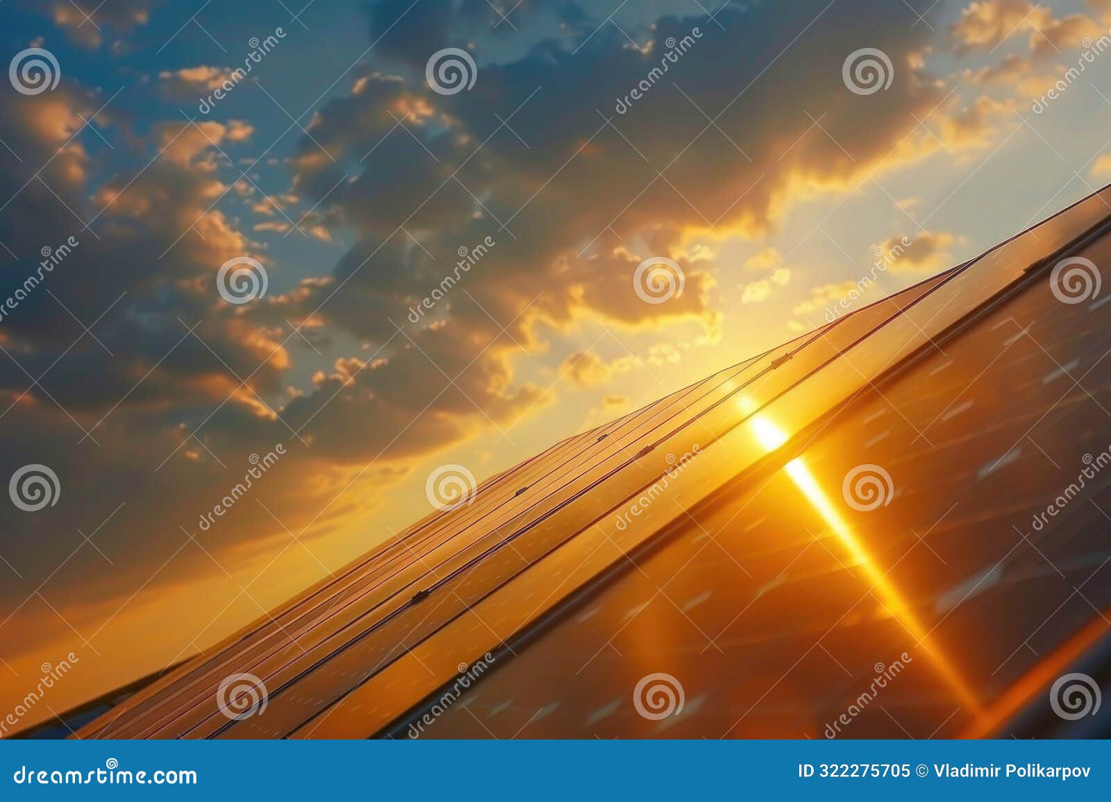 A Solar Panel Captures the Warm Light of Sunset Stock Image - Image of ...
