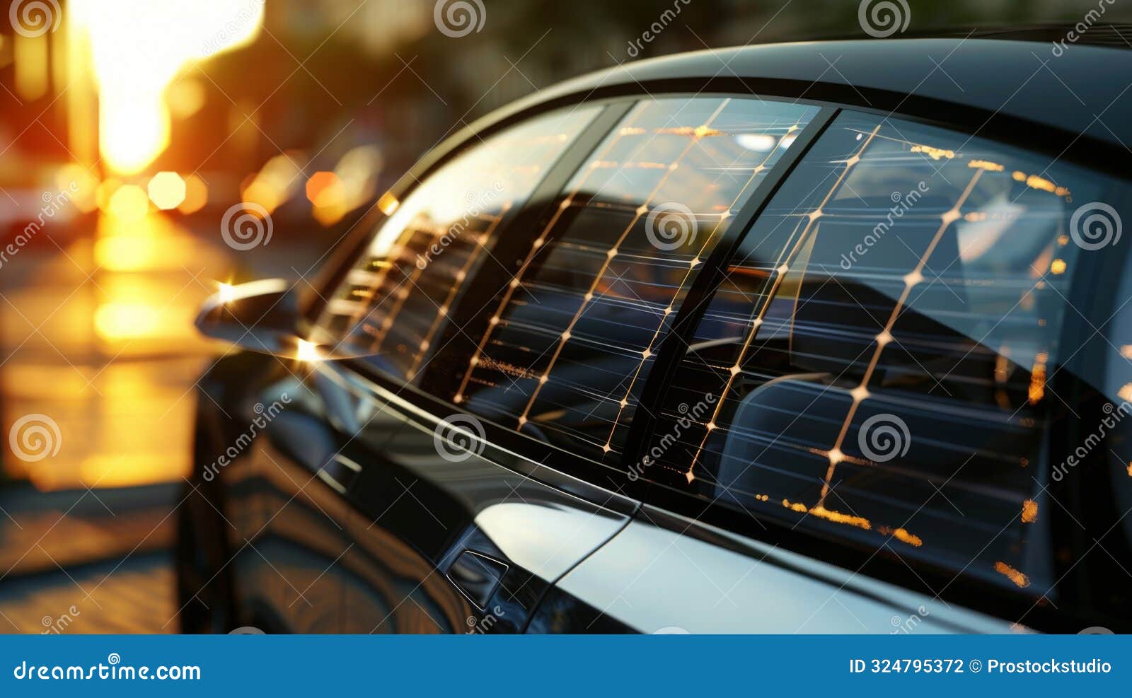 Solar Panel Car Window at Sunset Stock Photo - Image of panels ...