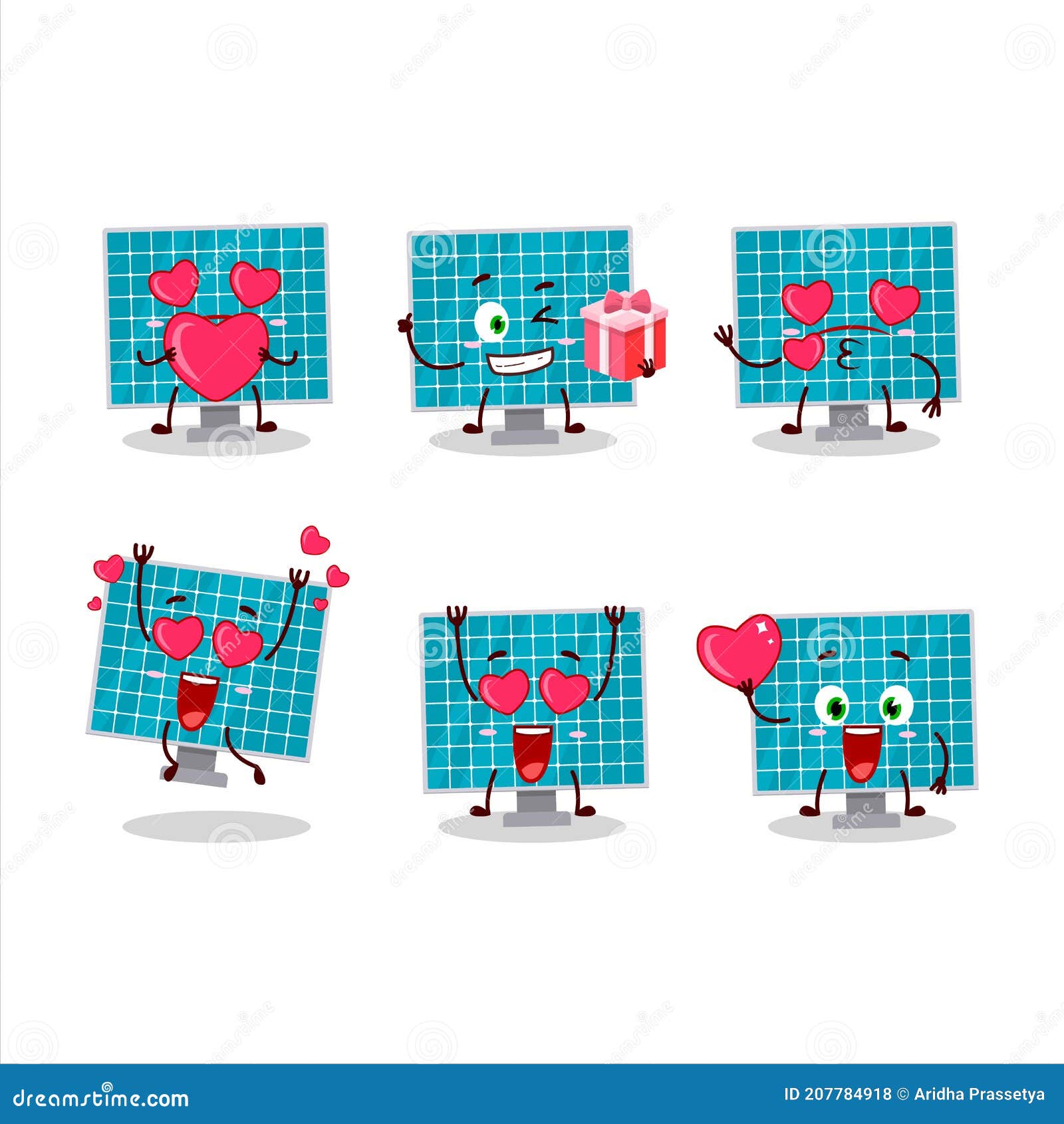 Solar Panel Cartoon Character with Love Cute Emoticon Stock Vector ...