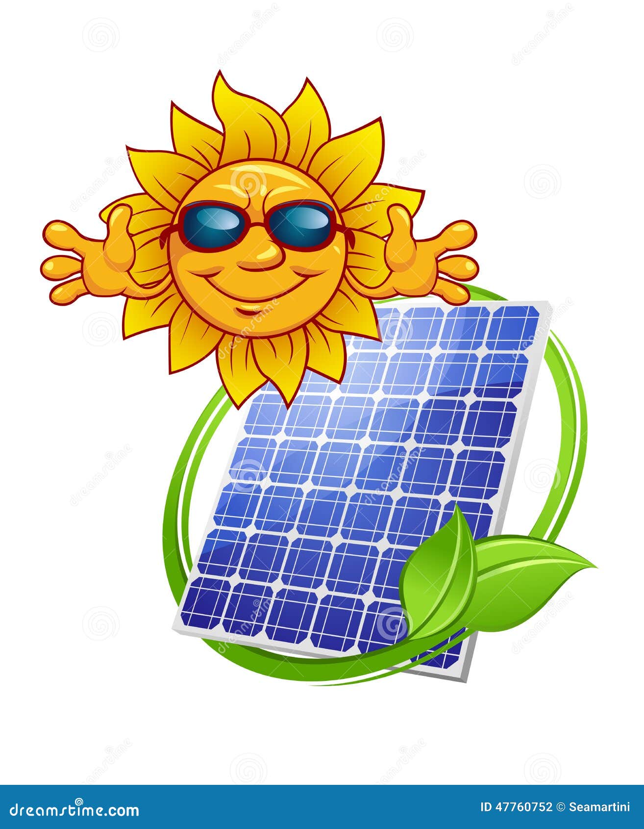 Solar Panel With Cartoon Sun Stock Vector - Image: 47760752