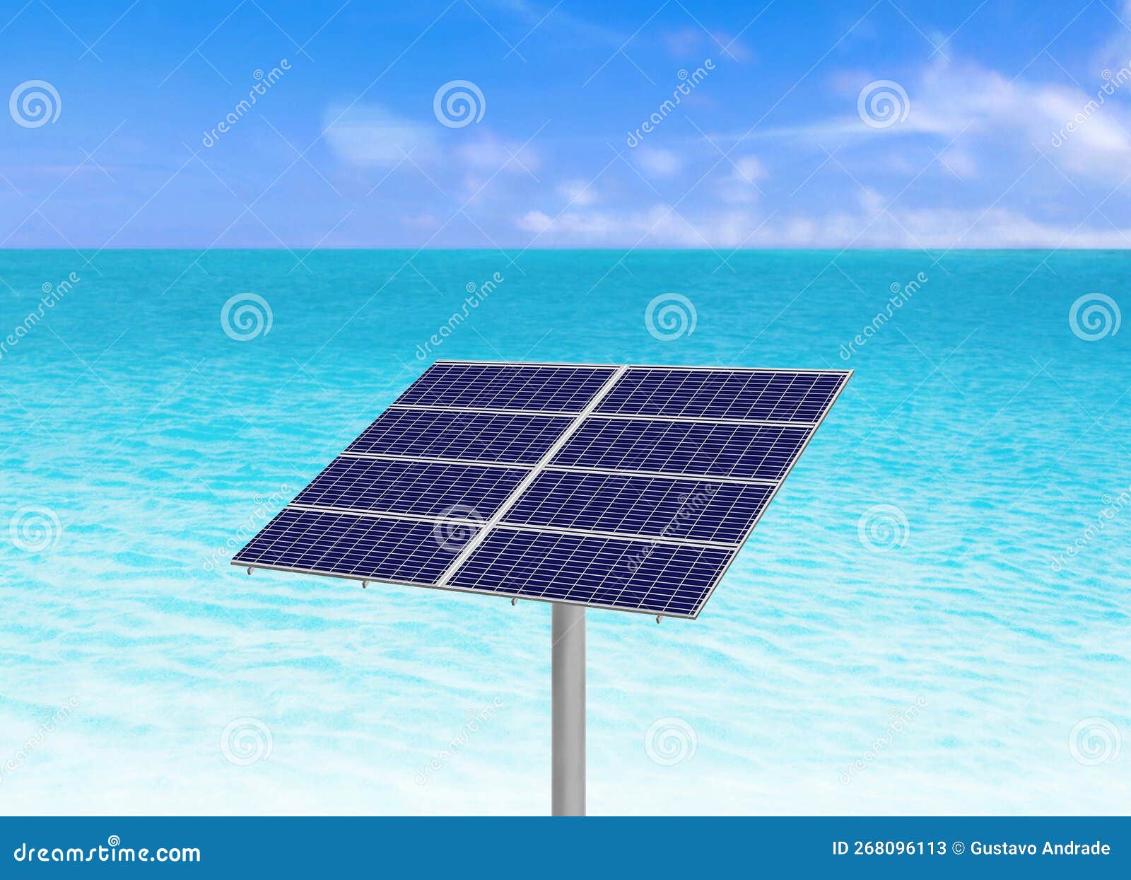 Solar Panel Cell on Caribbean Sunny Beach Stock Image - Image of cell ...
