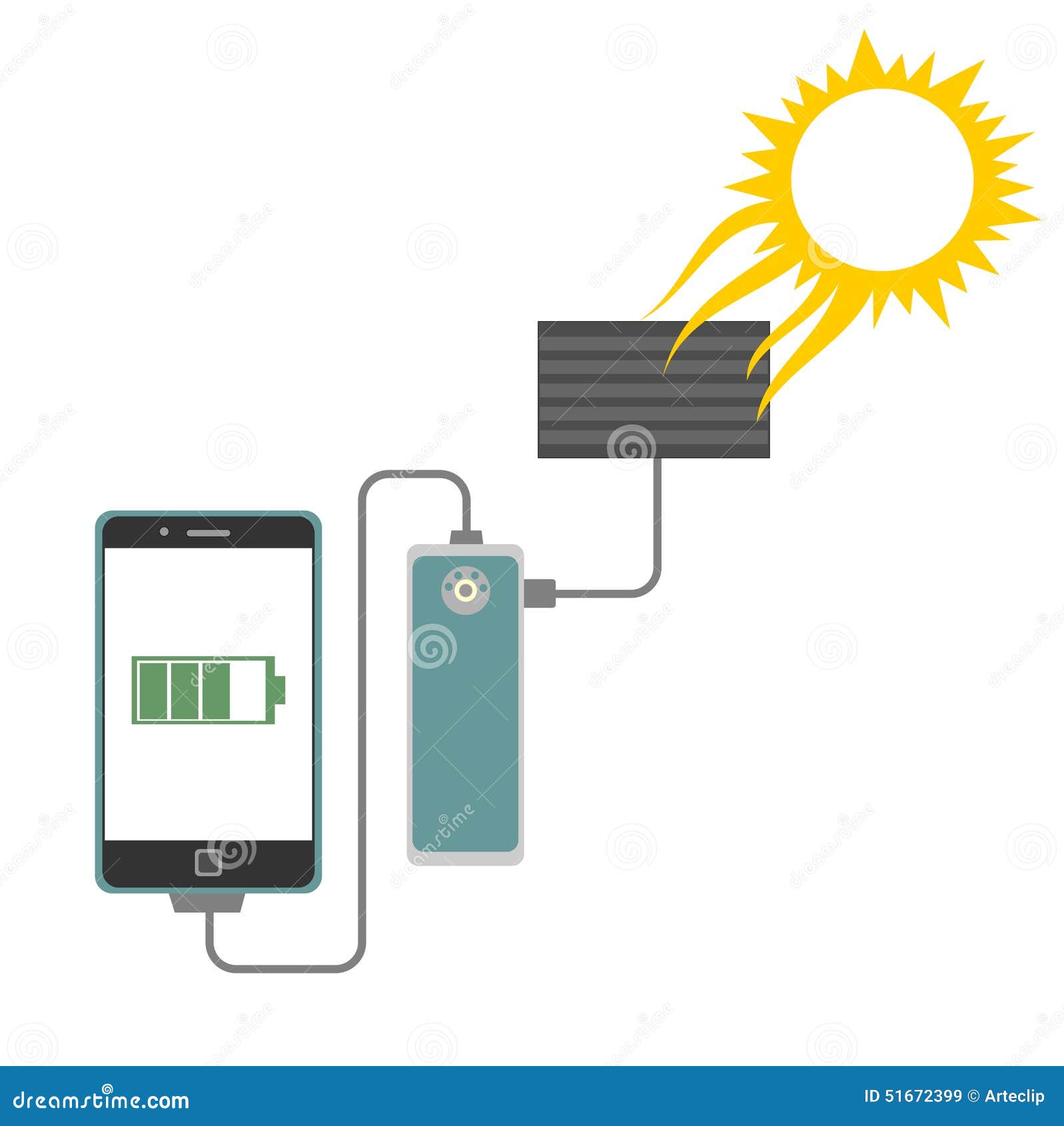 Solar Panel Charging a Tablet or Smart Phone Stock Illustration ...