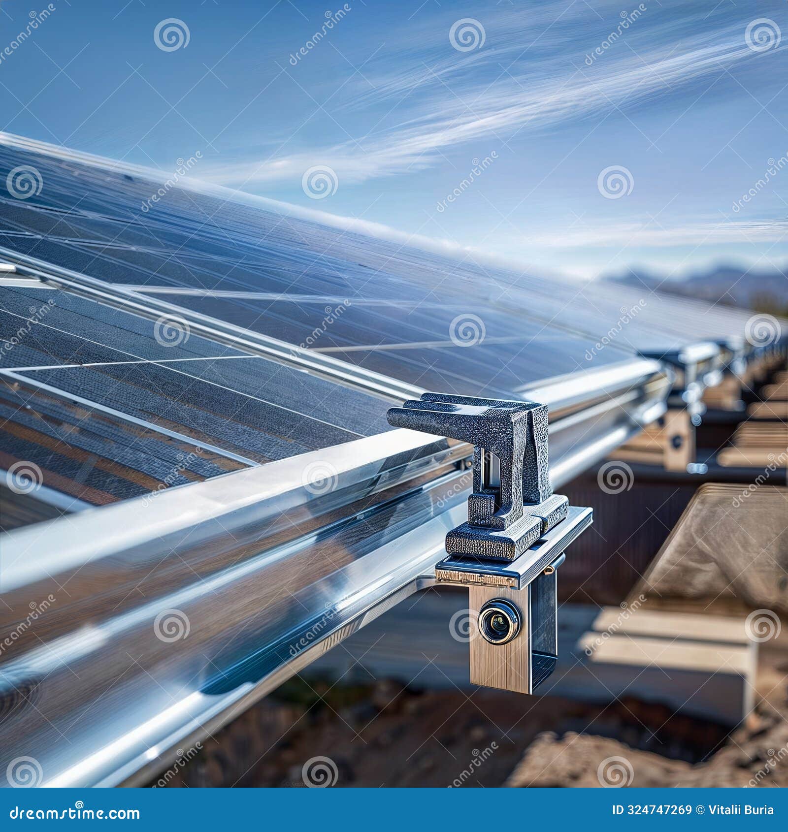 Solar Panel Clamp Close-Up, Generative Ai Stock Illustration ...