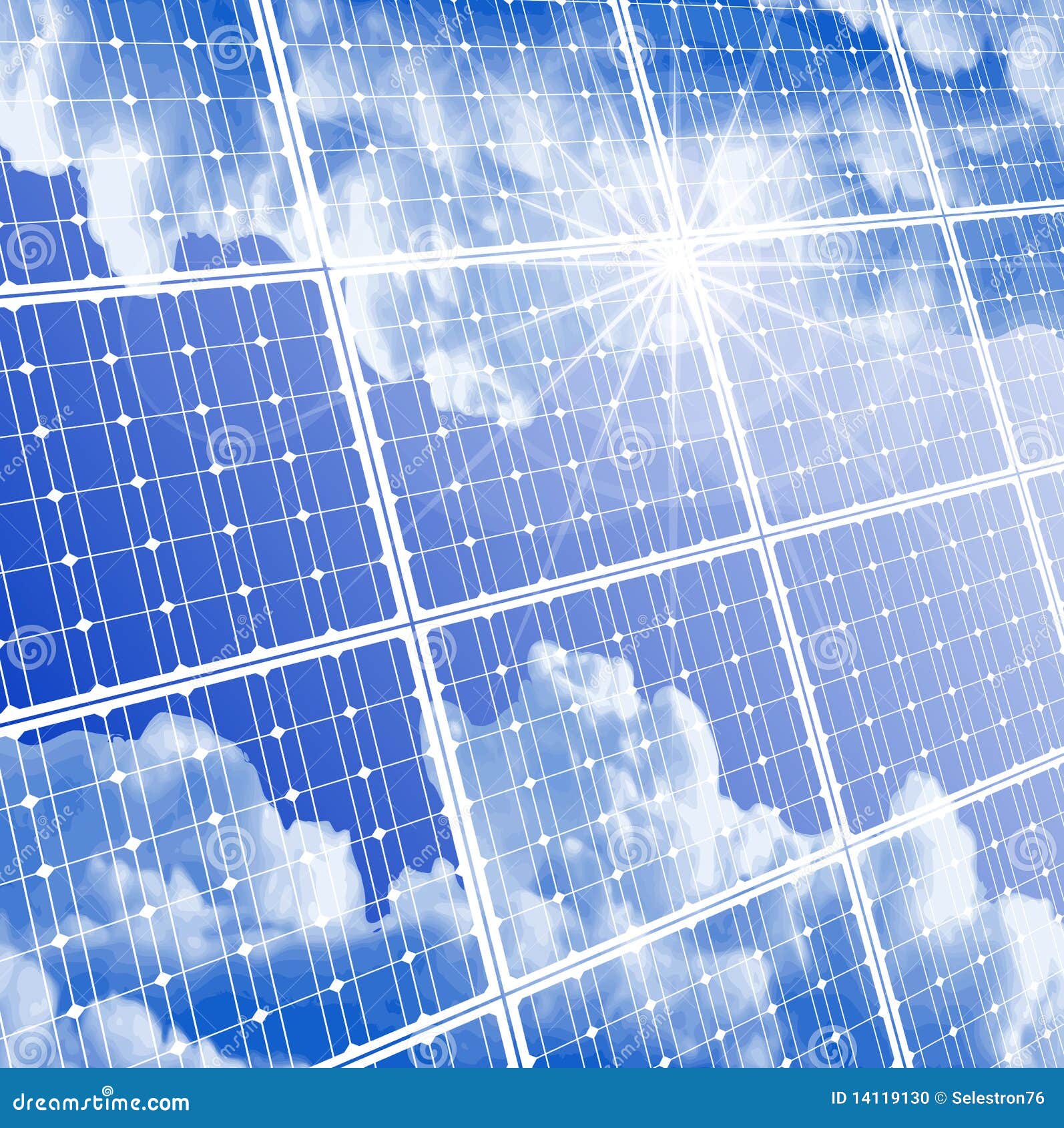 Solar Panel, Clear Sky & Sun Reflection Stock Vector - Illustration of ...