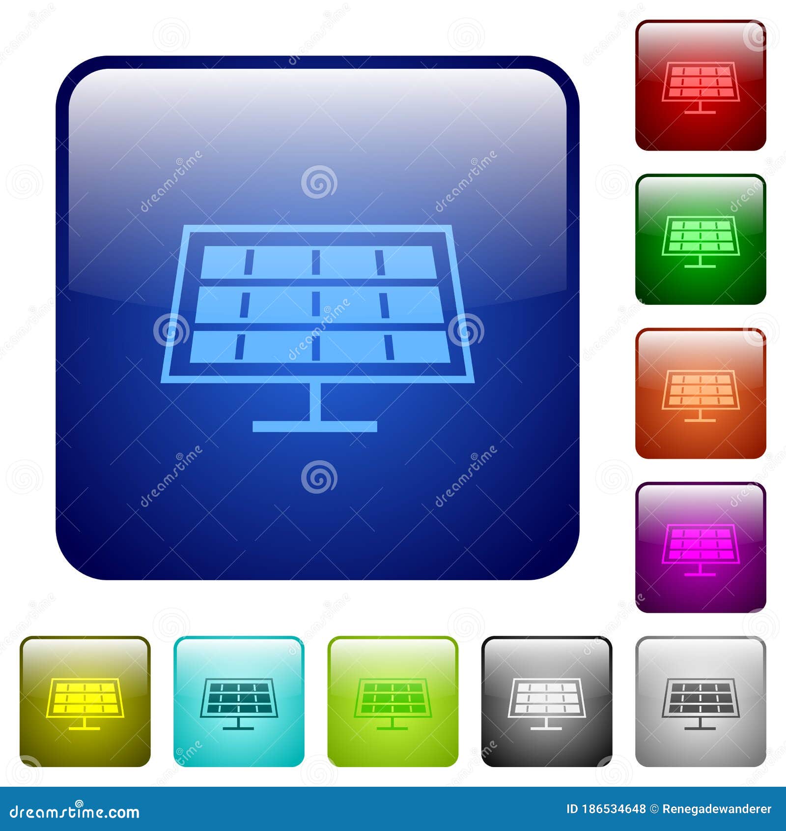 Solar Panel Color Square Buttons Stock Vector - Illustration of green ...