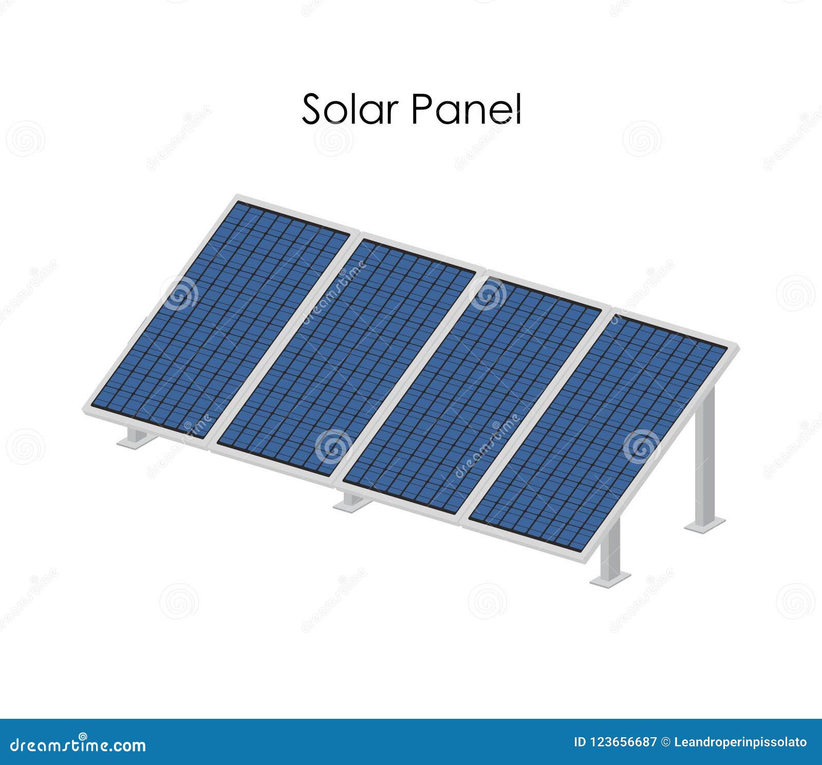 Solar Panel Colored with Structure Stock Vector - Illustration of metal ...