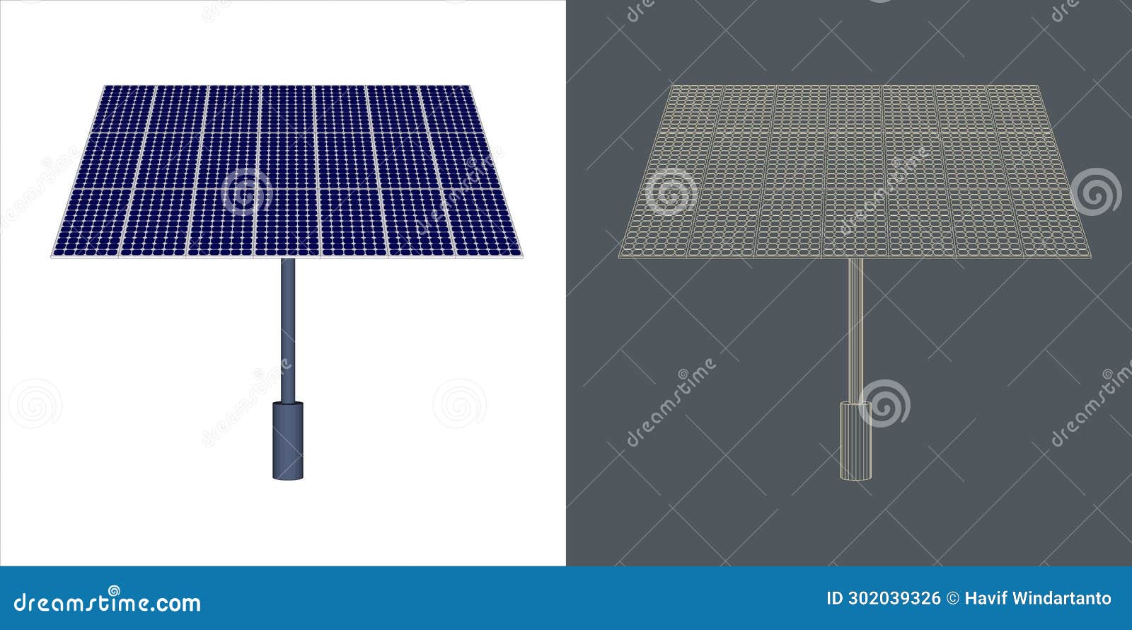 Vector Solar Panel Concept. Line Blueprint Wire-frame Style Stock ...