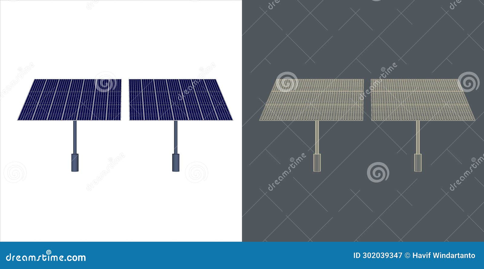Vector Solar Panel Concept. Line Blueprint Wire-frame Style Stock ...