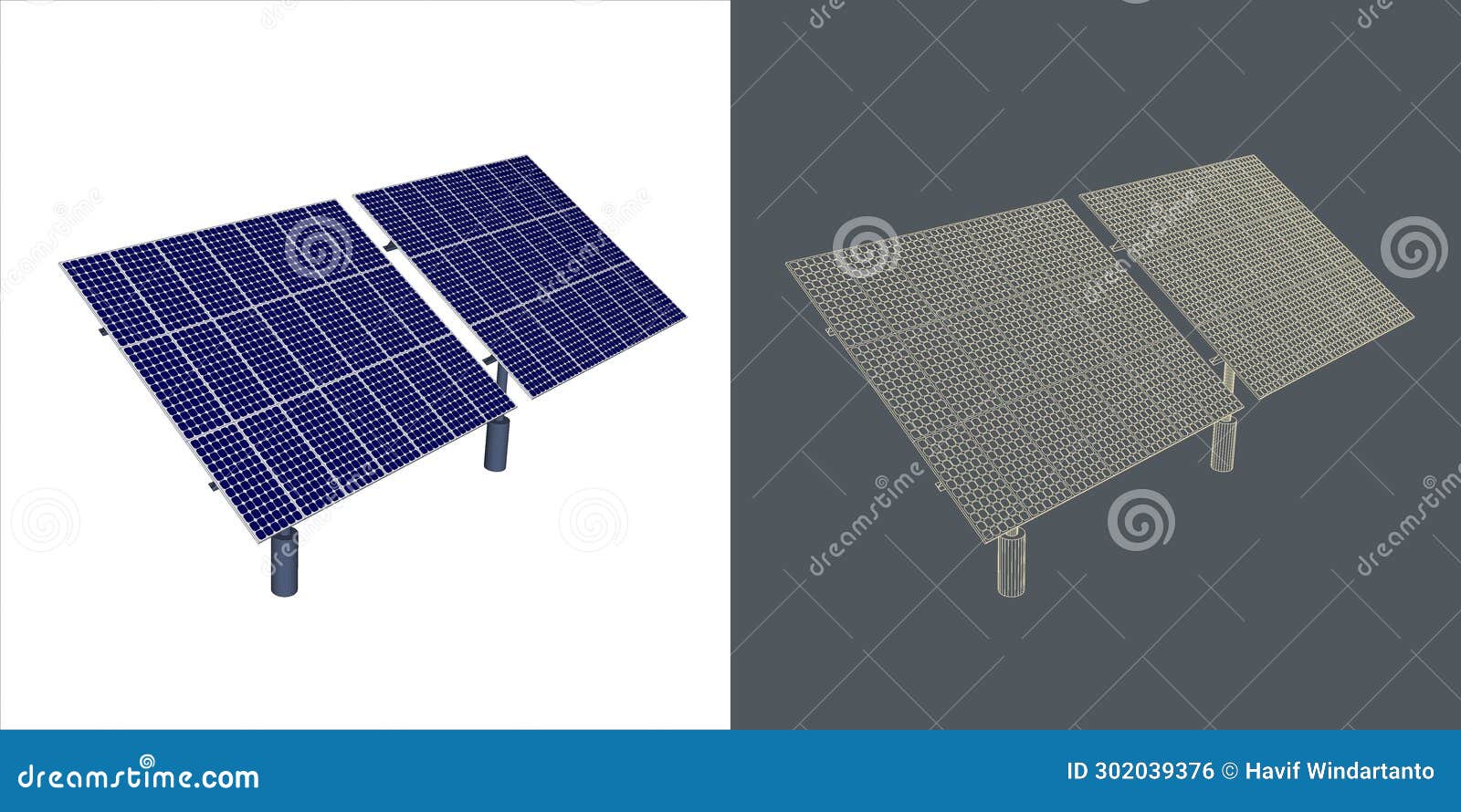 Vector Solar Panel Concept. Line Blueprint Wire-frame Style Stock ...