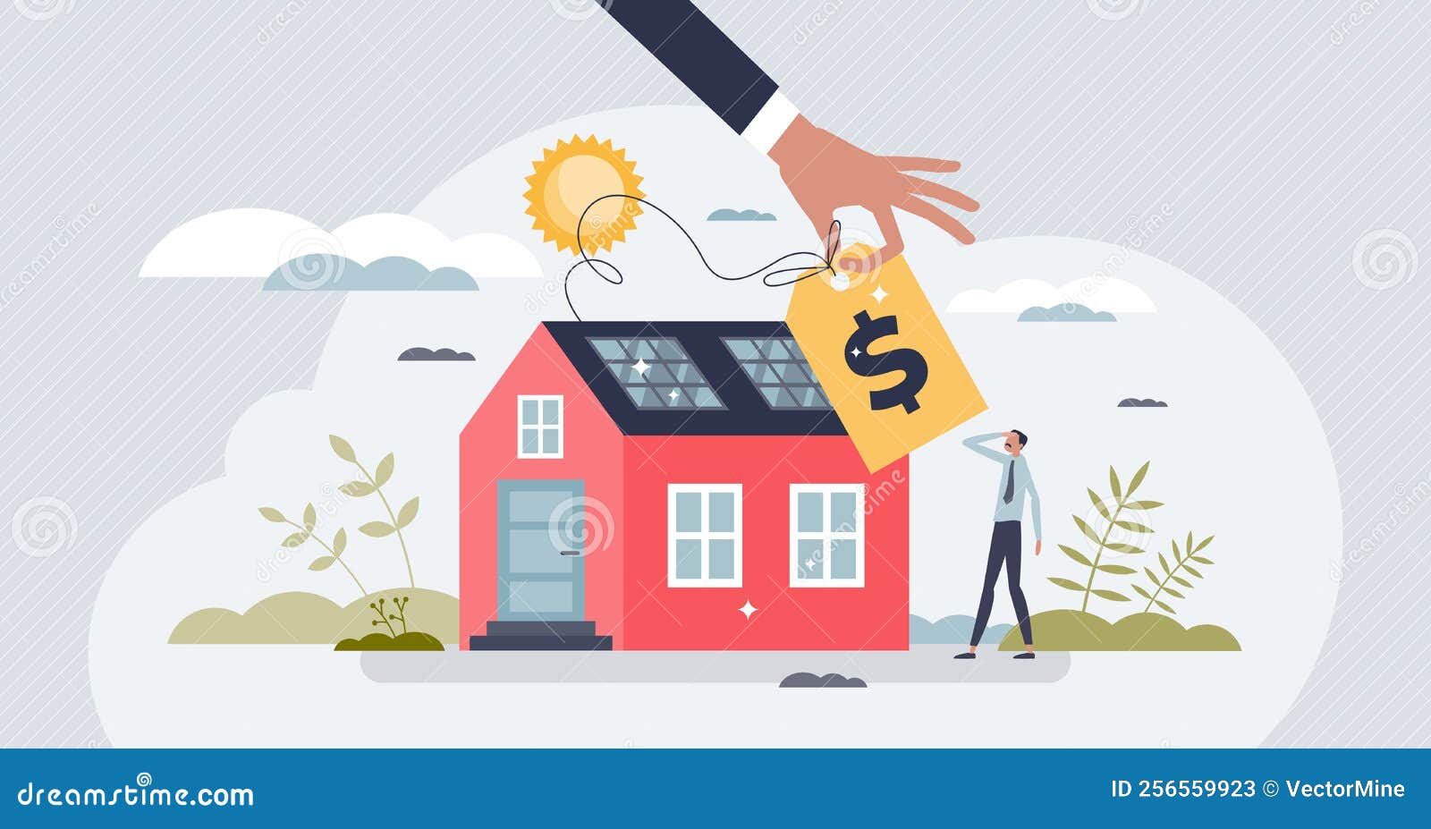 Solar Lease Icons Depict Agreements, Payments, And Savings. Outline ...