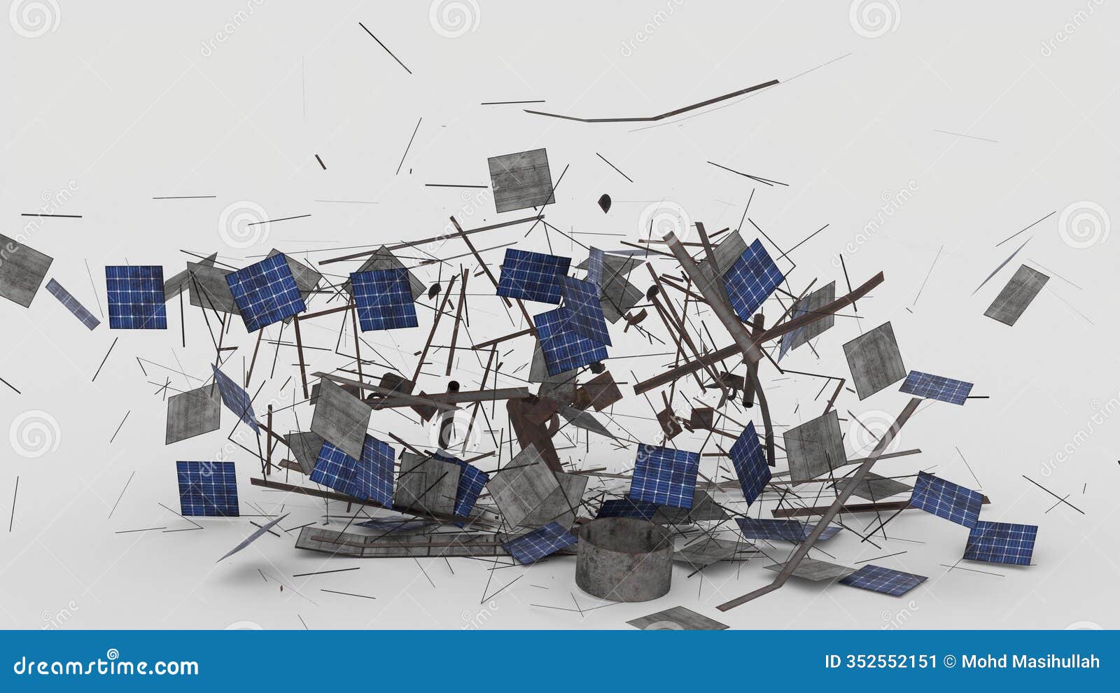 Solar Panel Damage Due To Strong Winds Stock Image - Image of ...