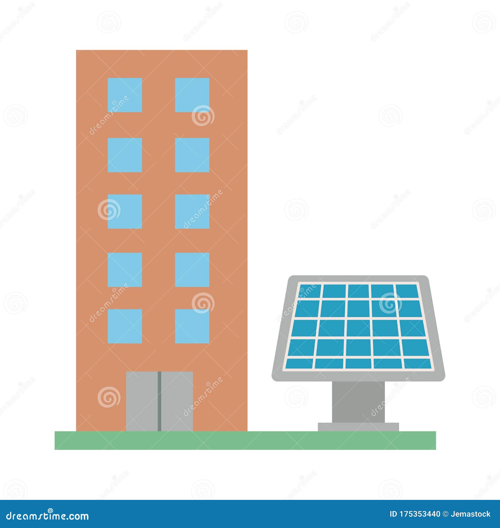 Solar Panel Device with Building Stock Vector - Illustration of thermal ...