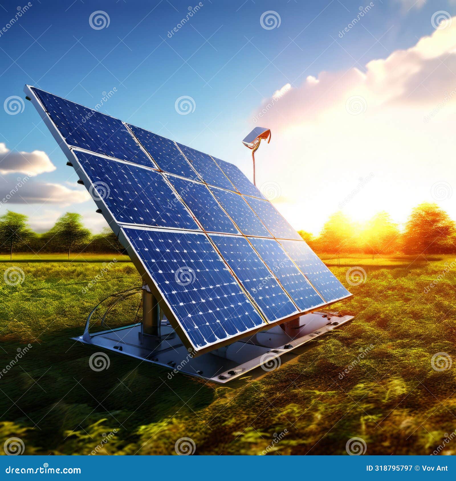Solar Panel a Device that Converts Sunlight into Electricity O Stock ...