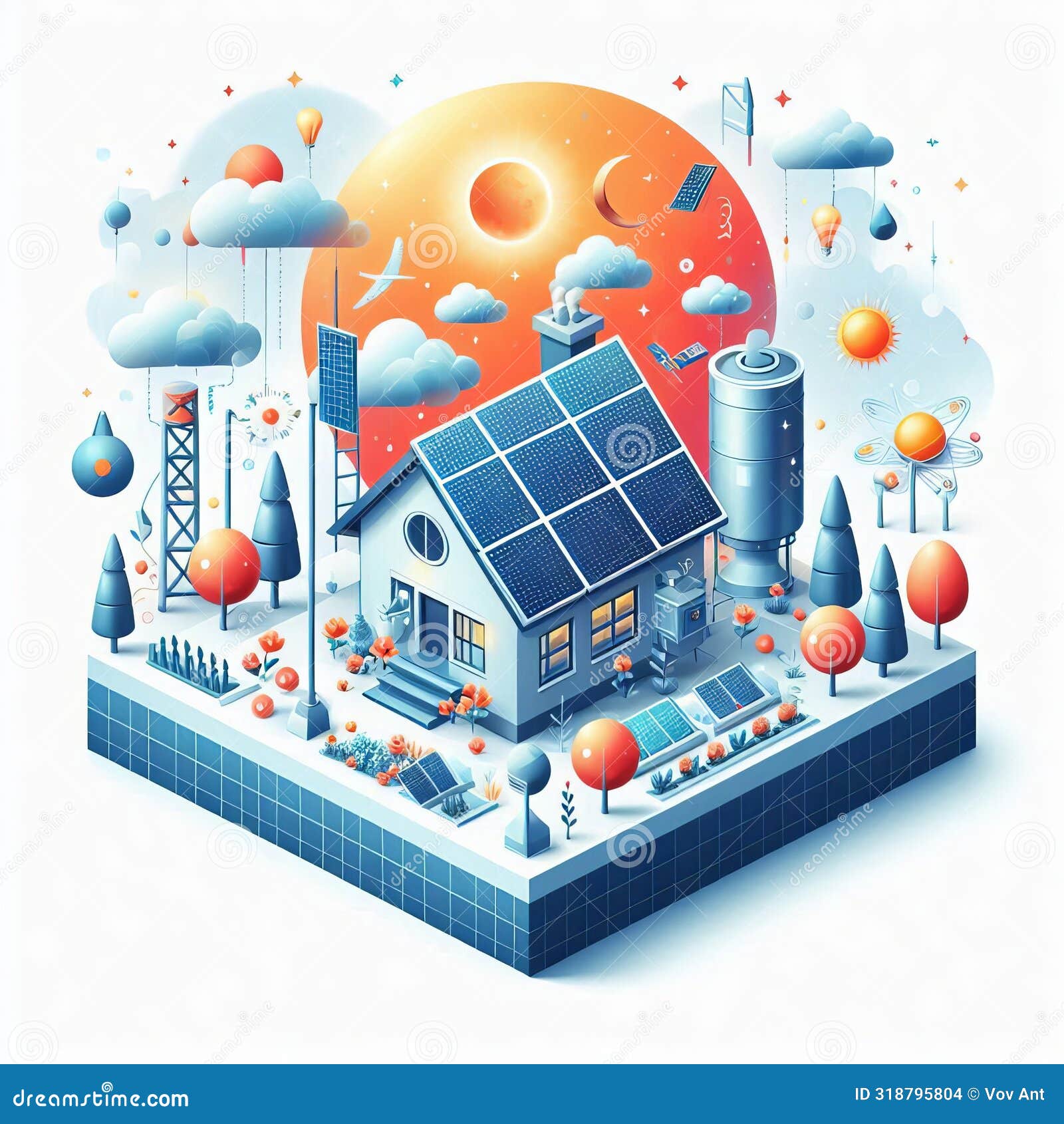 Solar Panel a Device that Converts Sunlight into Electricity O Stock ...