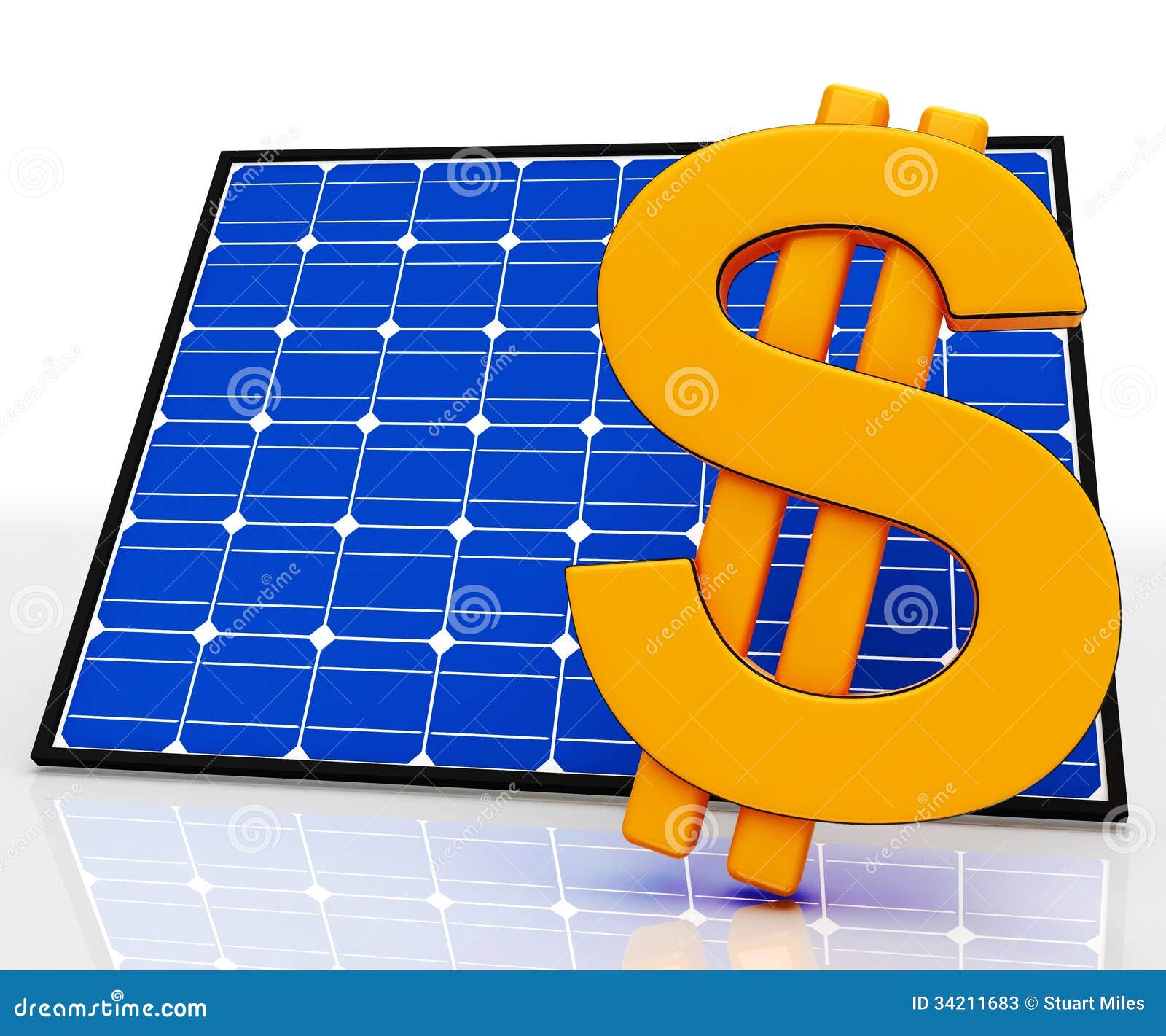 Solar Panel and Dollar Sign Shows Saving Energy Stock Illustration ...