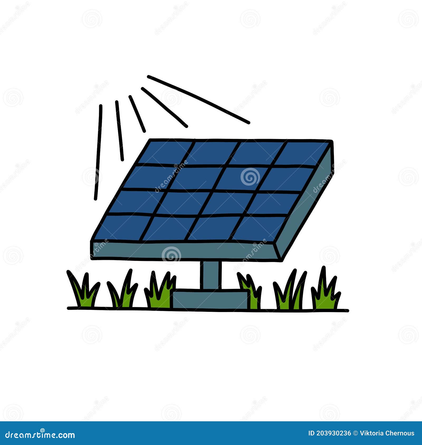 Solar Panel Doodle Icon, Vector Color Illustration Stock Illustration ...
