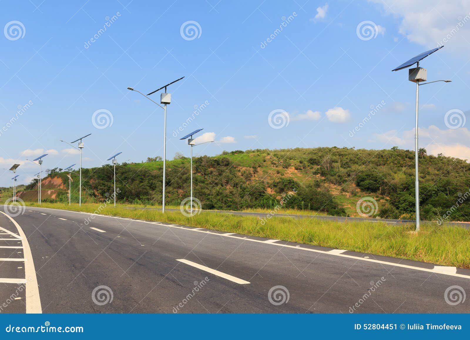 Solar Panel on Electric Pole, Use of Solar Energy for Lightning Stock ...