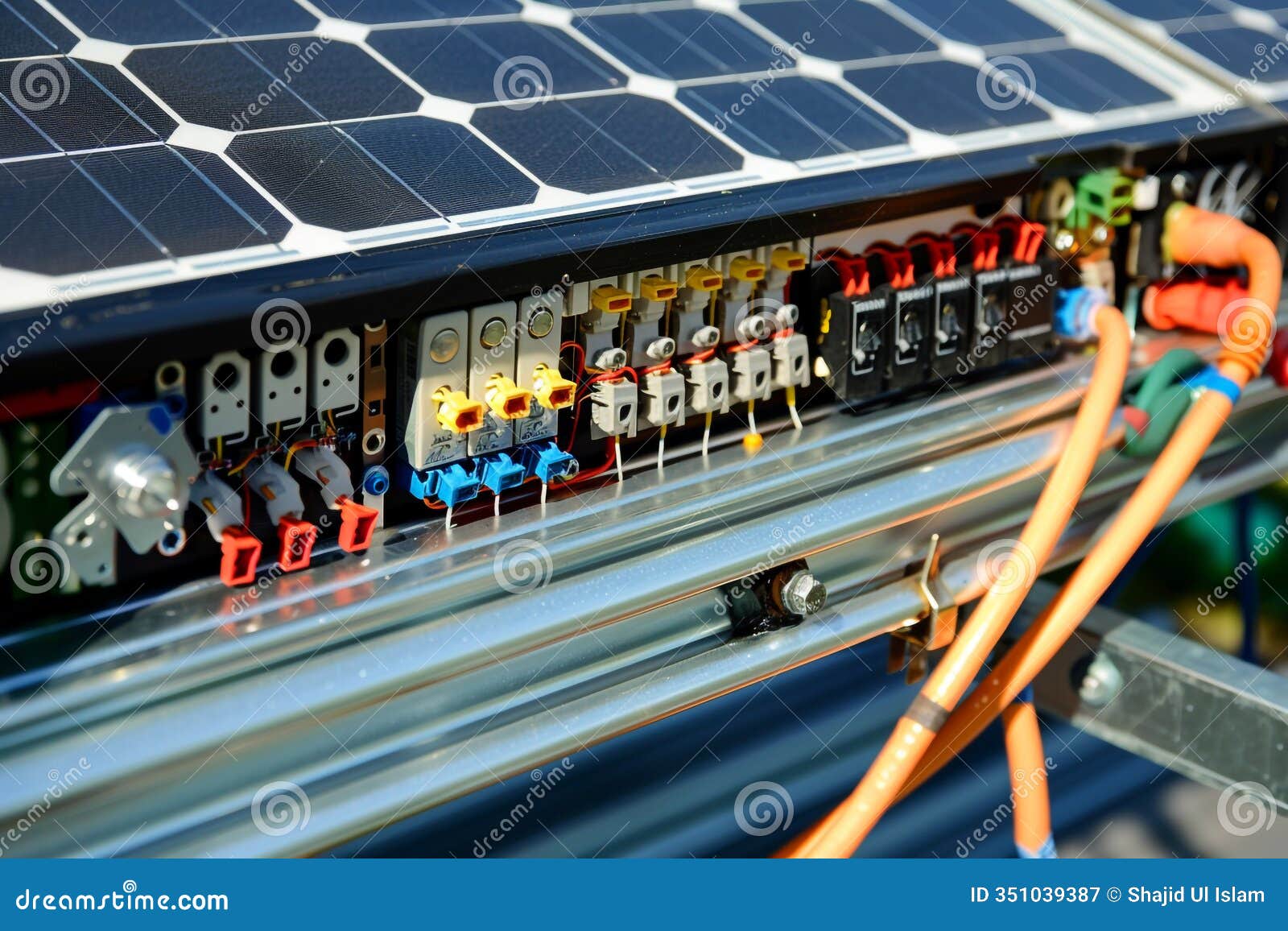 Solar Panel with Electrical Connectors Stock Illustration ...