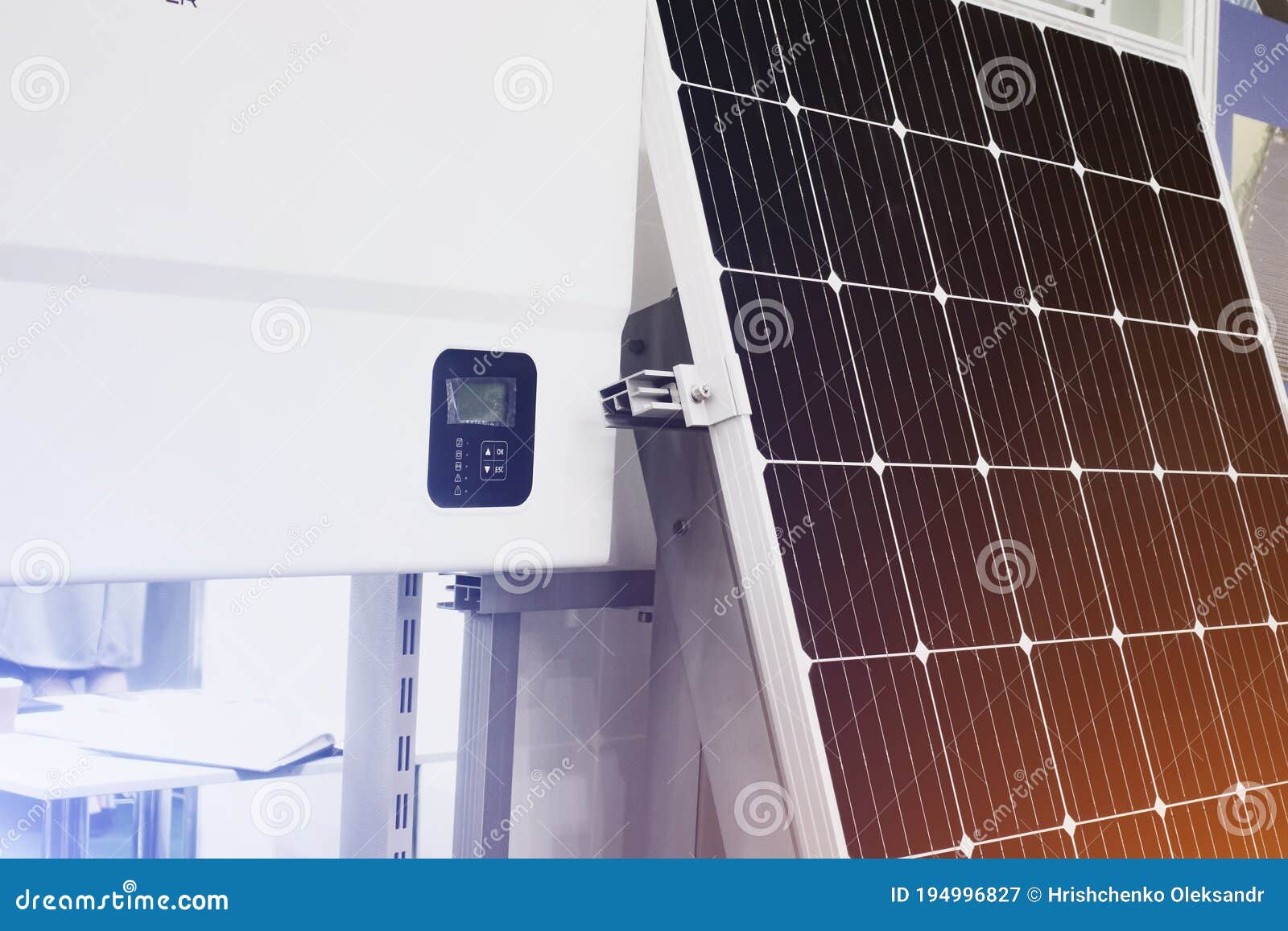 Solar Panel with Electricity Control Unit Stock Image - Image of dark ...