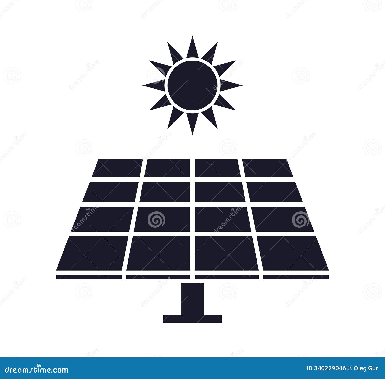 Solar Panel Electricity Generation Logo. Isolated Solar Panel on White ...