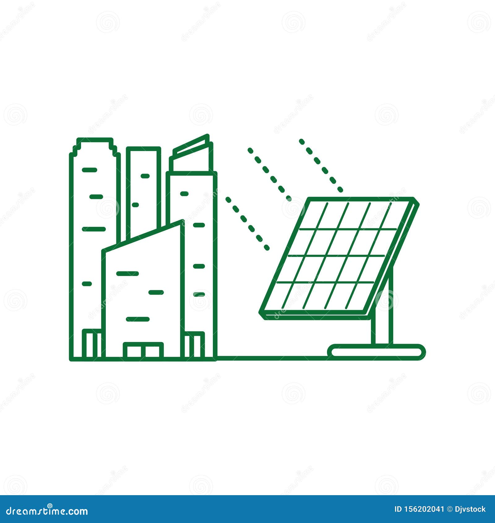 Solar Panel Energy with Buildings Facade Stock Illustration ...