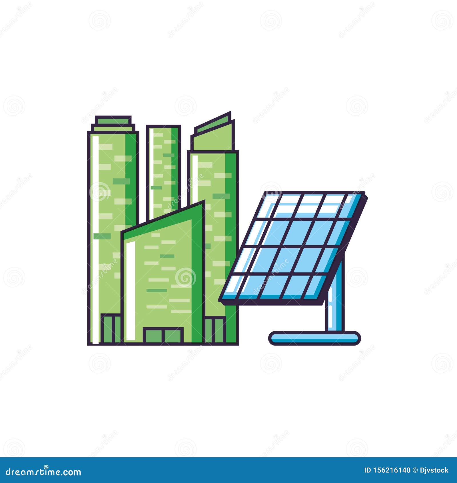 Solar Panel Energy with Buildings Facade Stock Illustration ...