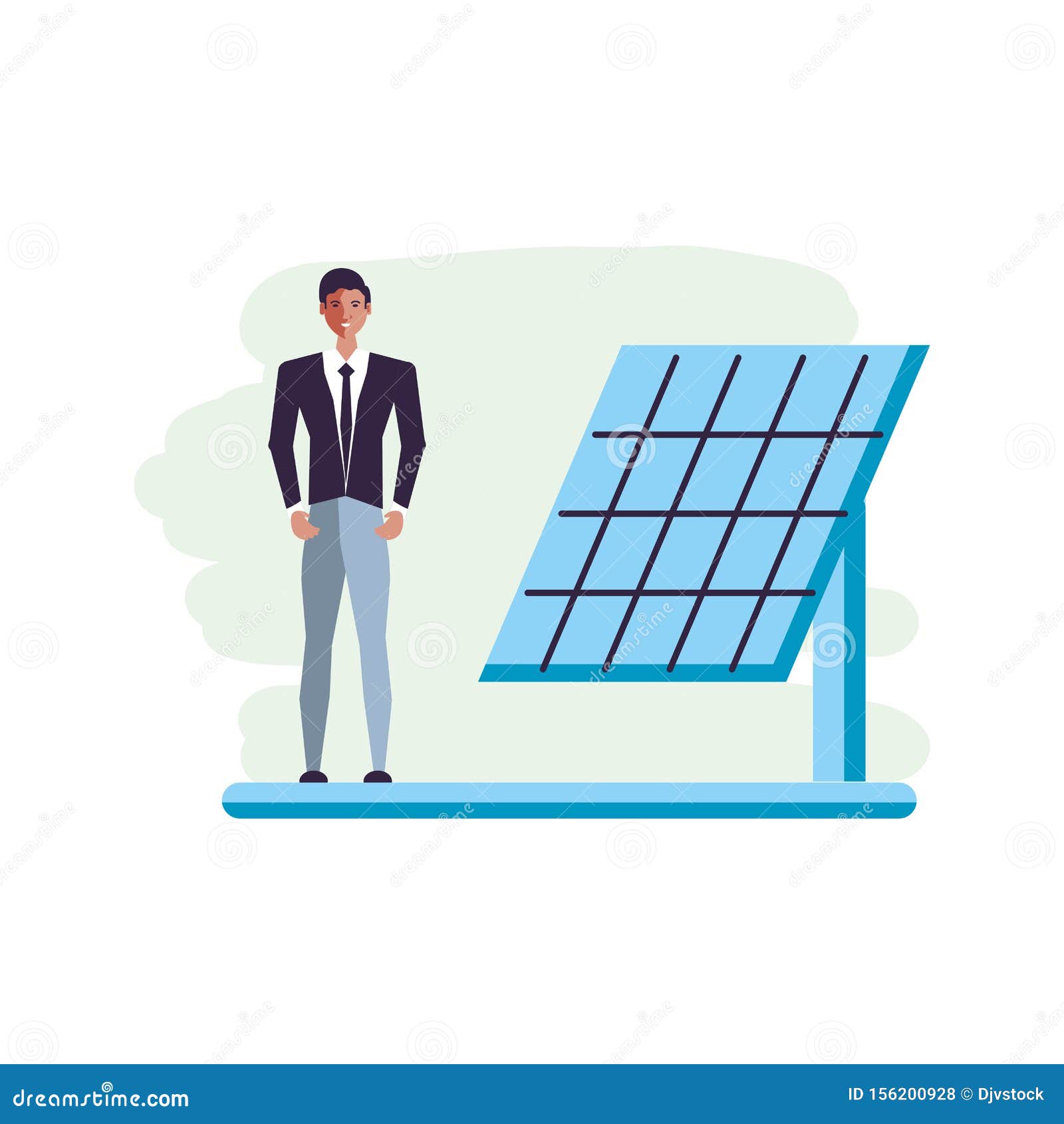 Solar Panel Energy with Businessman Stock Illustration - Illustration ...