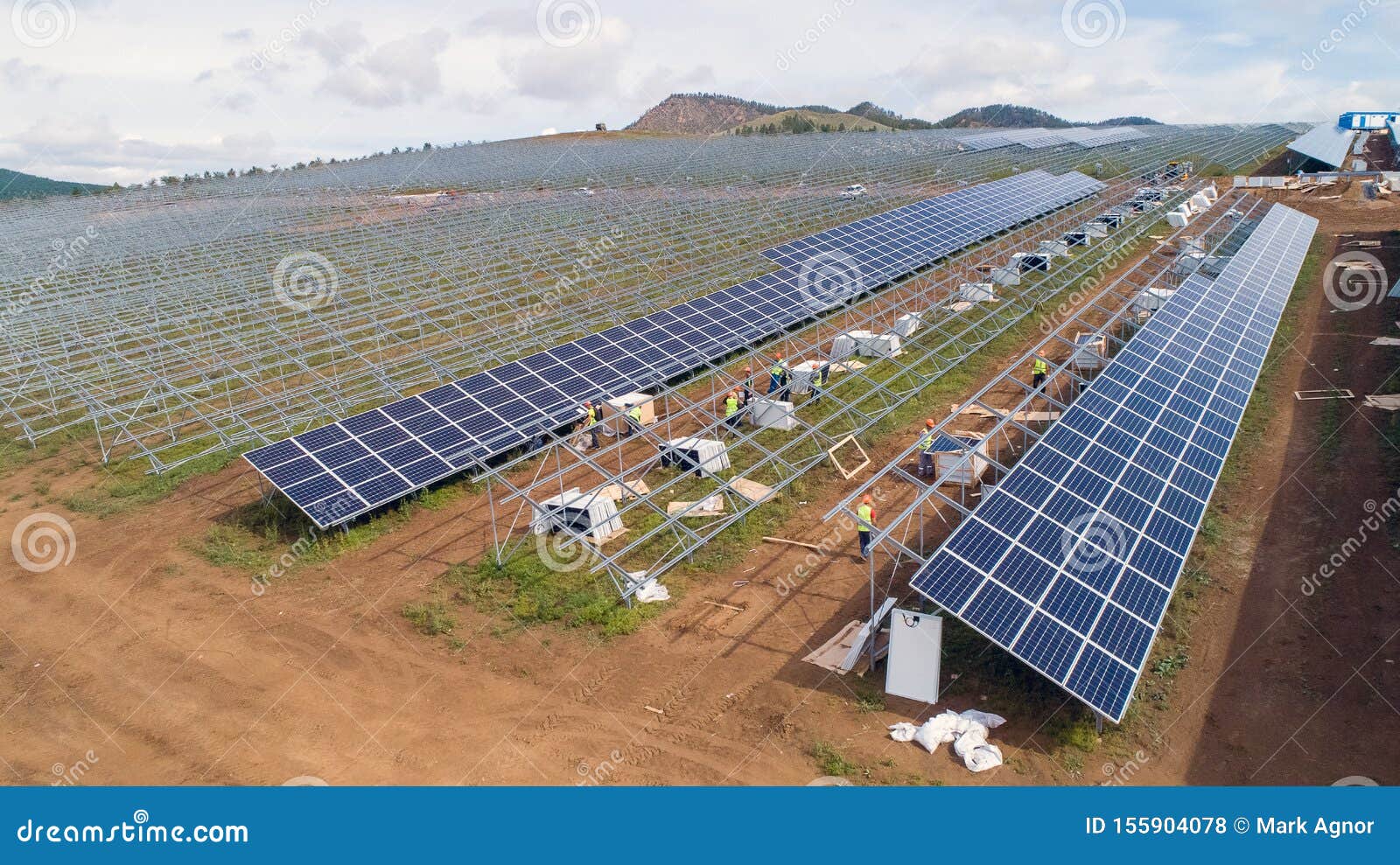 Solar Panel Energy Electricity Construction Installation Built Stock ...