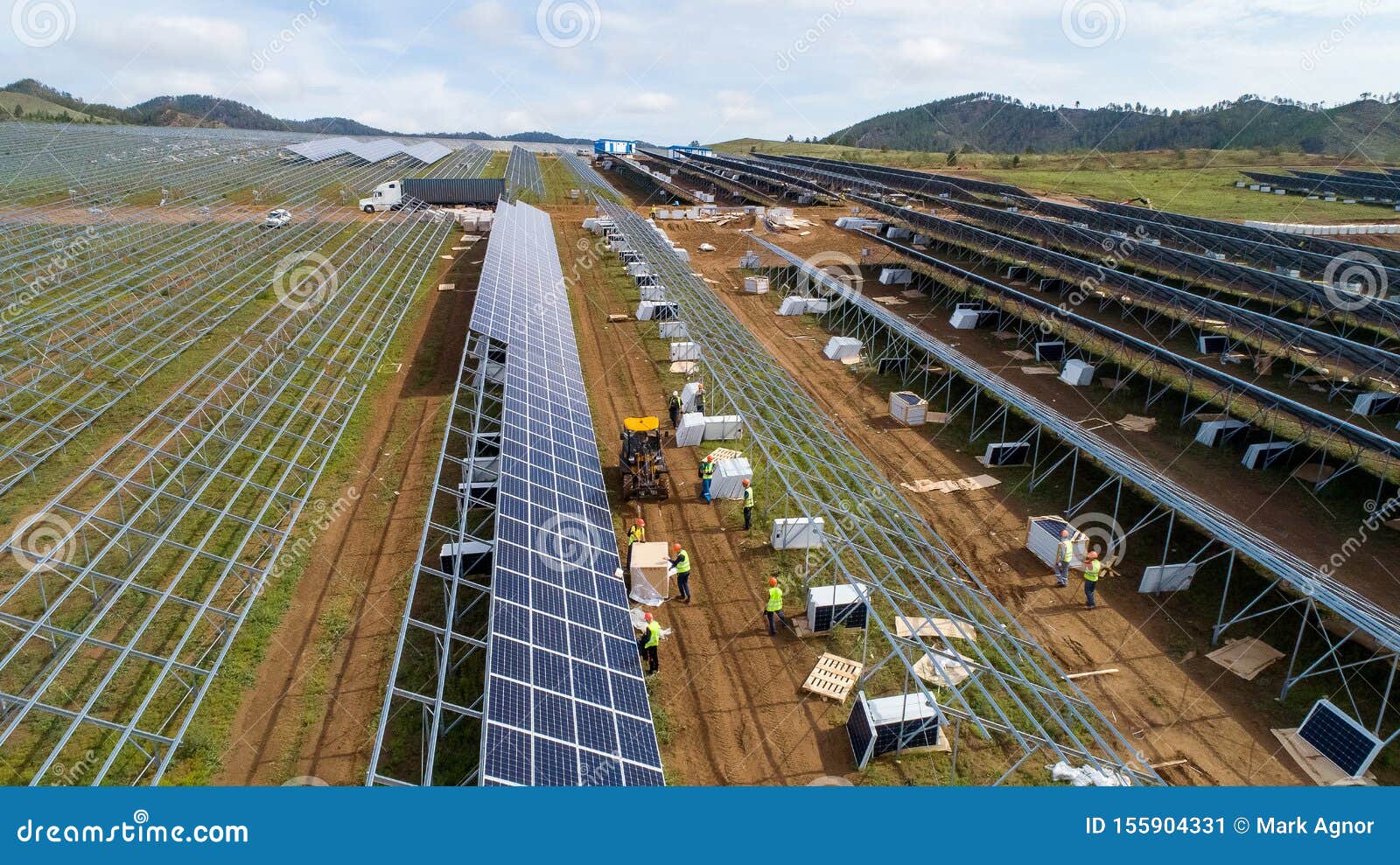 Solar Panel Energy Electricity Construction Installation Built Stock ...