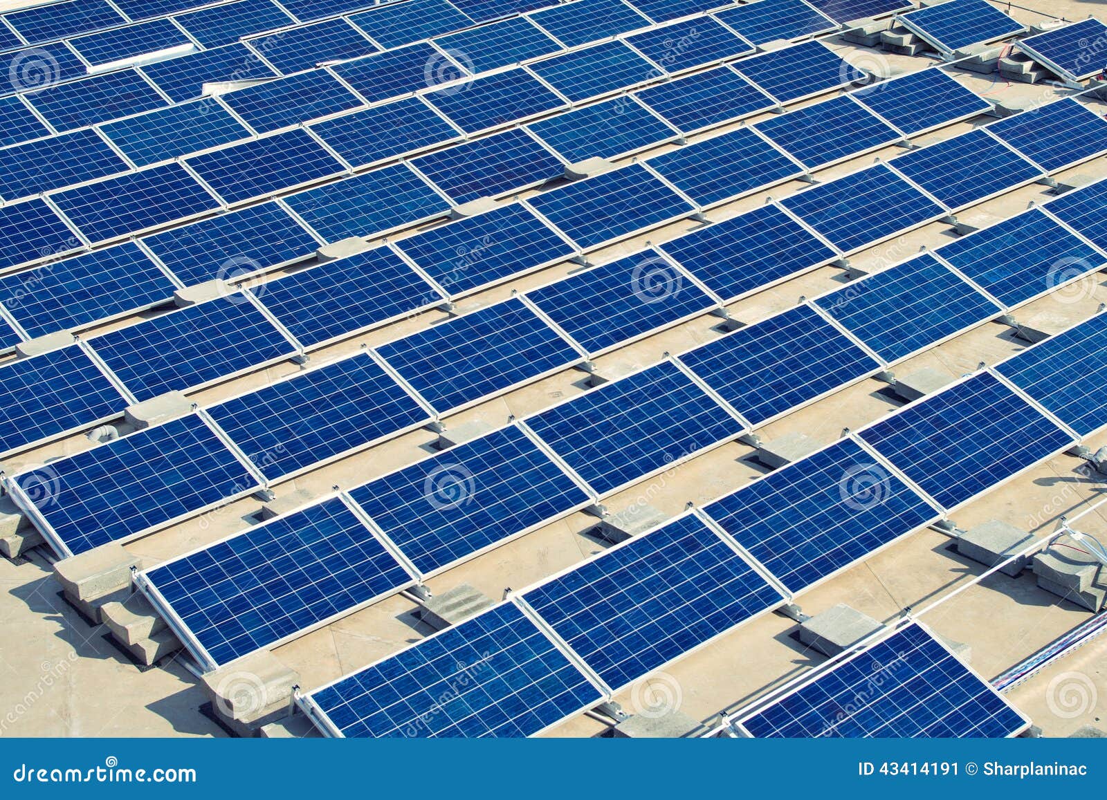 Solar Panel Energy Plant on Flat Roof Stock Image - Image of ...